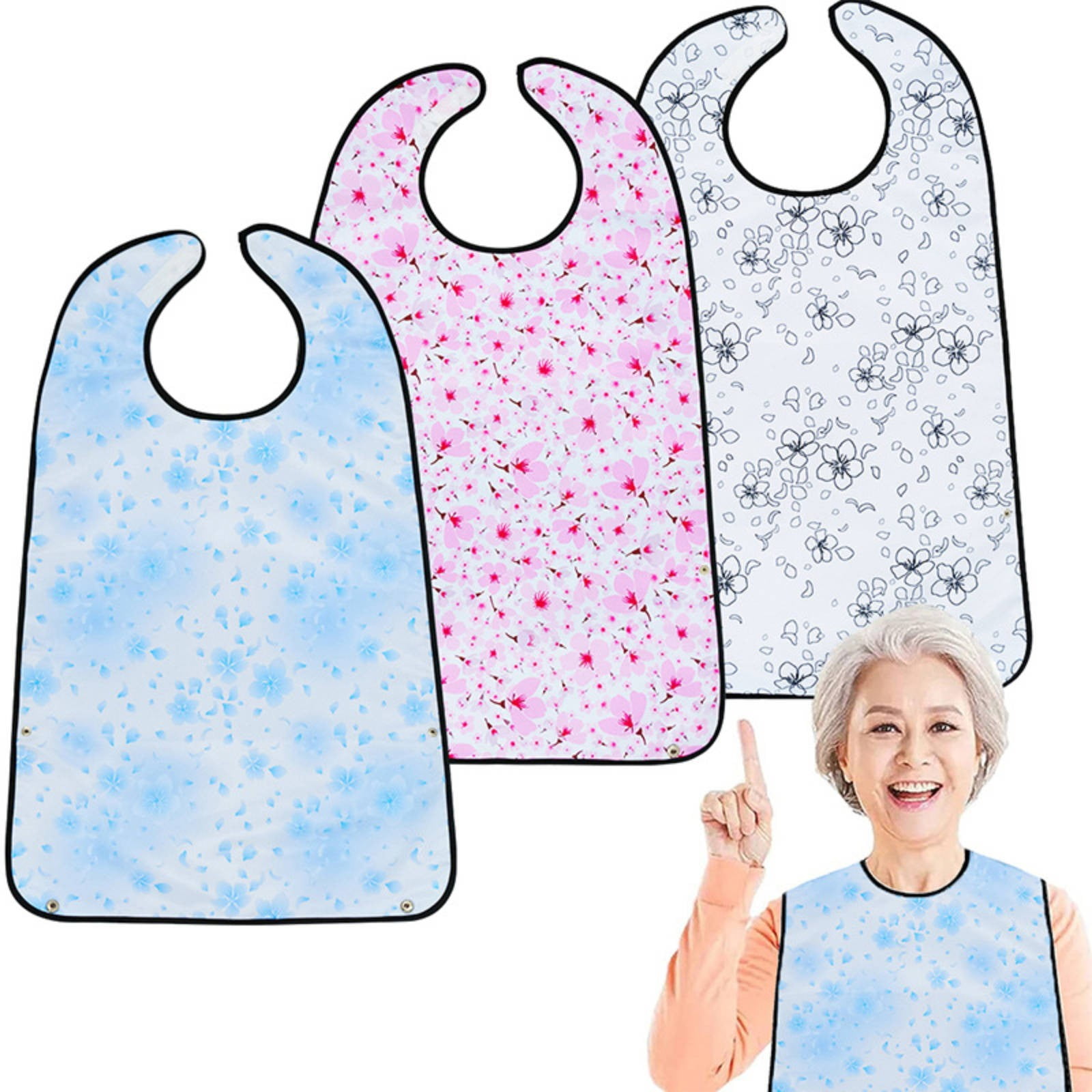 Adult For Women Washable Bib Reusable Clothing Protector With Optional ...