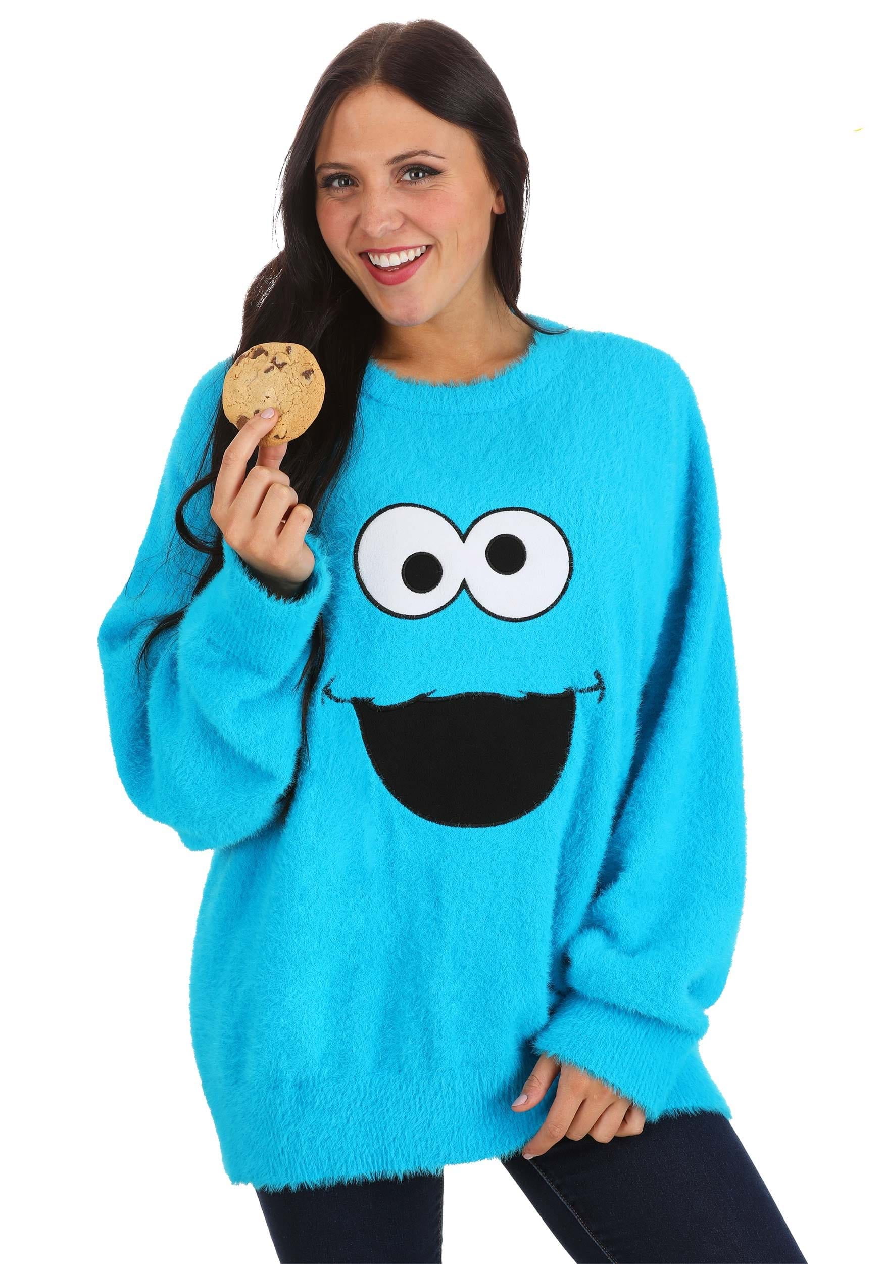 Adult Fuzzy Cookie Monster Oversized Sweater - Walmart.com