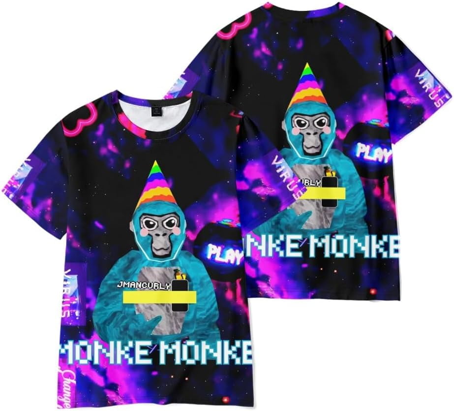 Adult Games Gorilla Tag T-Shirt Monke Merch Short Sleeve for Men ...