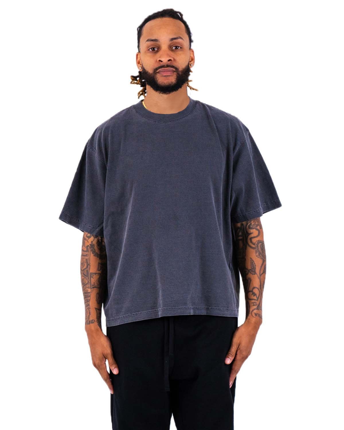 Adult Garment-Dyed Drop-Shoulder T-Shirt - SHADOW S Adult Garment-Dyed Drop-Shoulder T-Shirt - SHADOW S