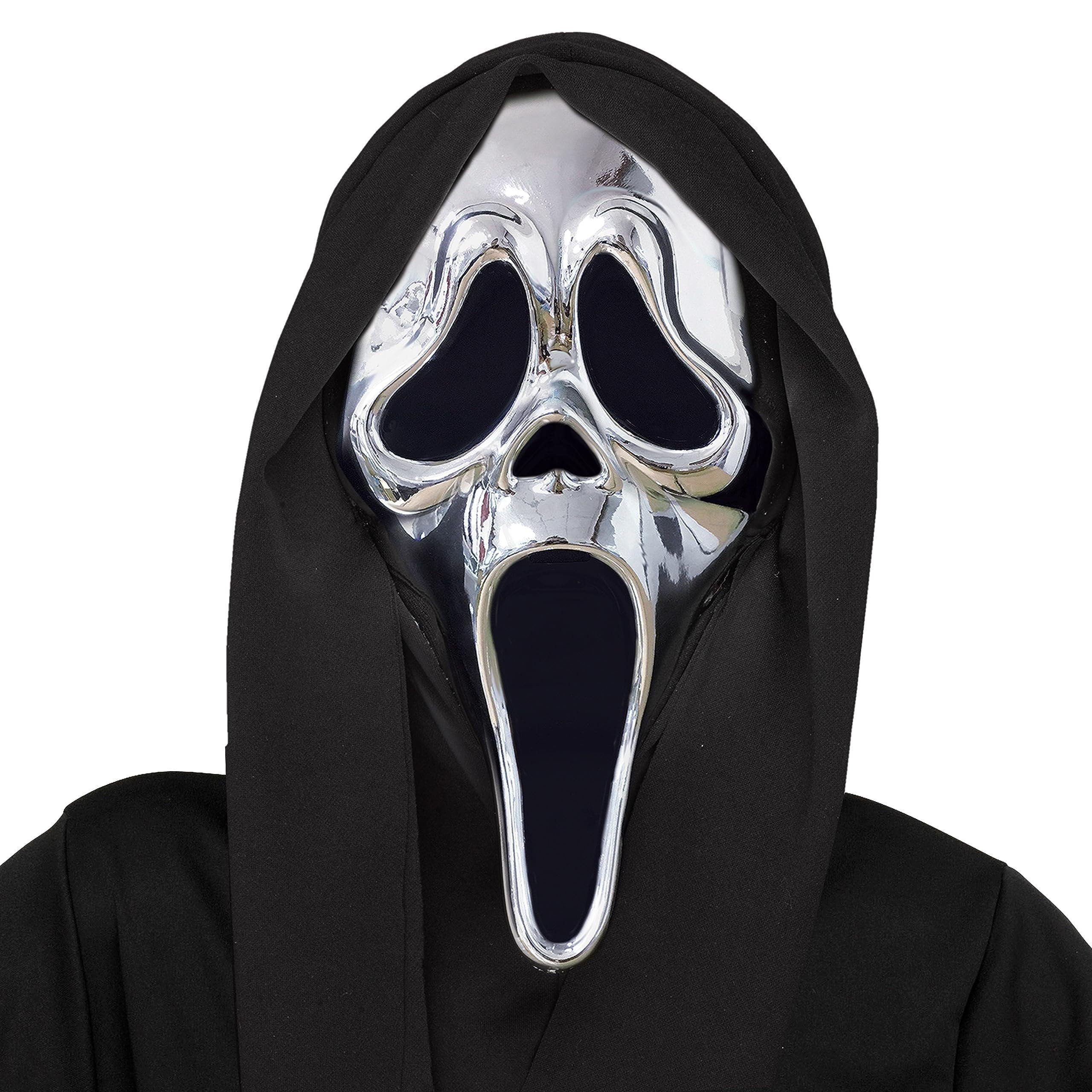Shiny Silver Chrome Ghost Face Adult Mask: Iconic Scream Costume ...