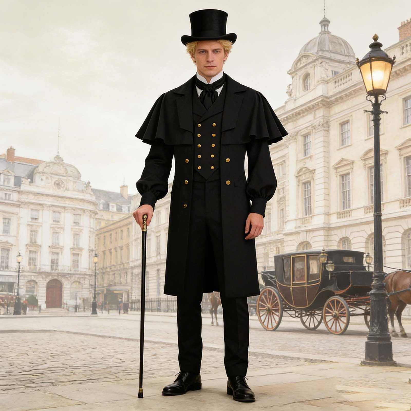 Adult Gothic Punk Vintage Role Play Long Sleeved Hat Set Carnival Retro ...