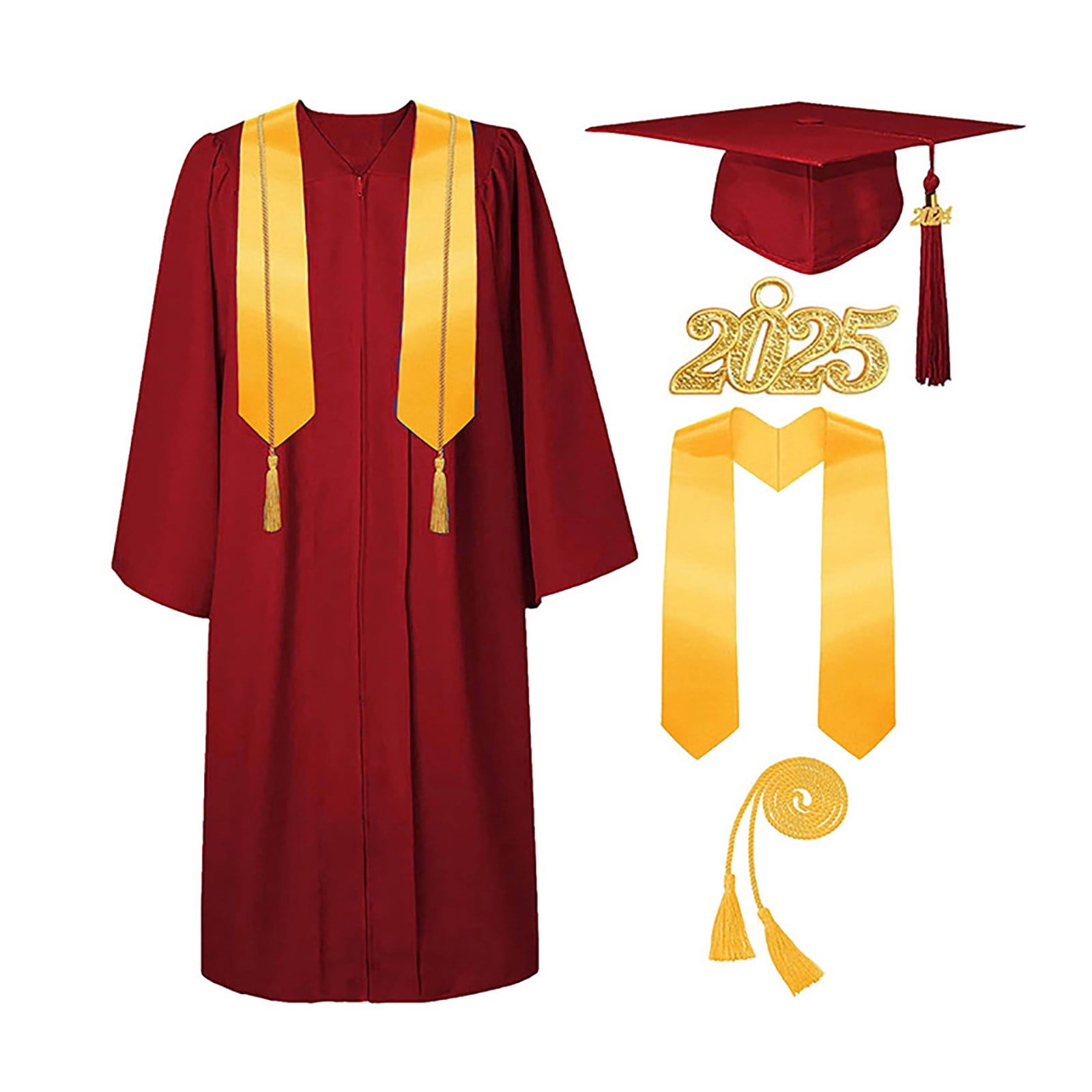 Adult Graduation Cap And Gown 2025 Set With Tassel Honor Cord ...