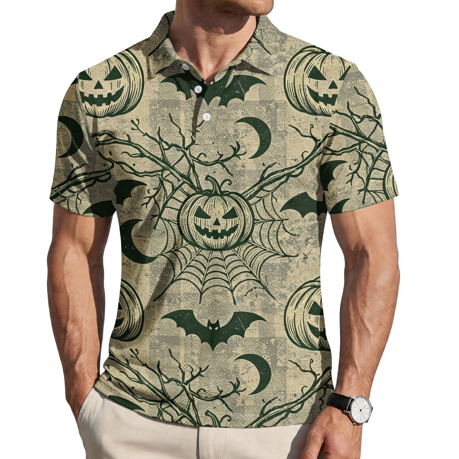 Adult Halloween Costumes Golf Polo Shirts for Men ,Funny Short Sleeve ...