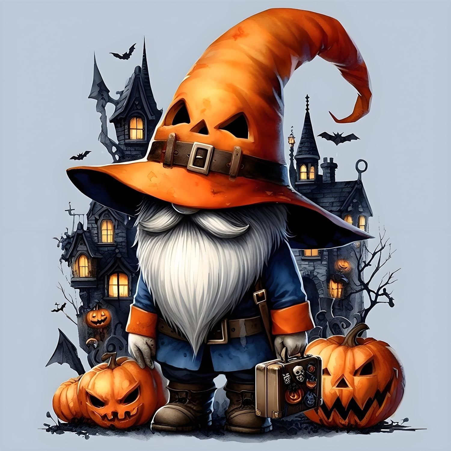 Adult Halloween Diamond Art Kit, Gnome Pumpkin Bat 5D Diamond Painting ...