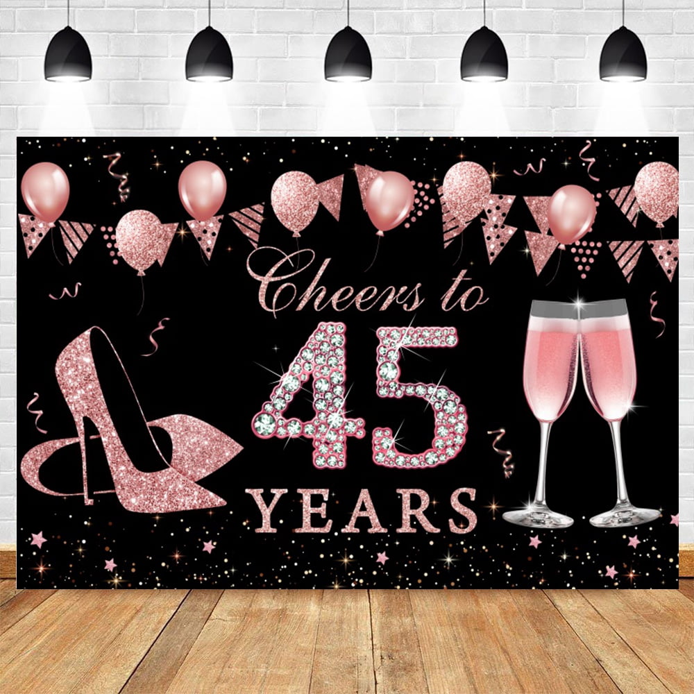 Adult Happy Birthday Party Backdrop for Photography Golden Glitter ...