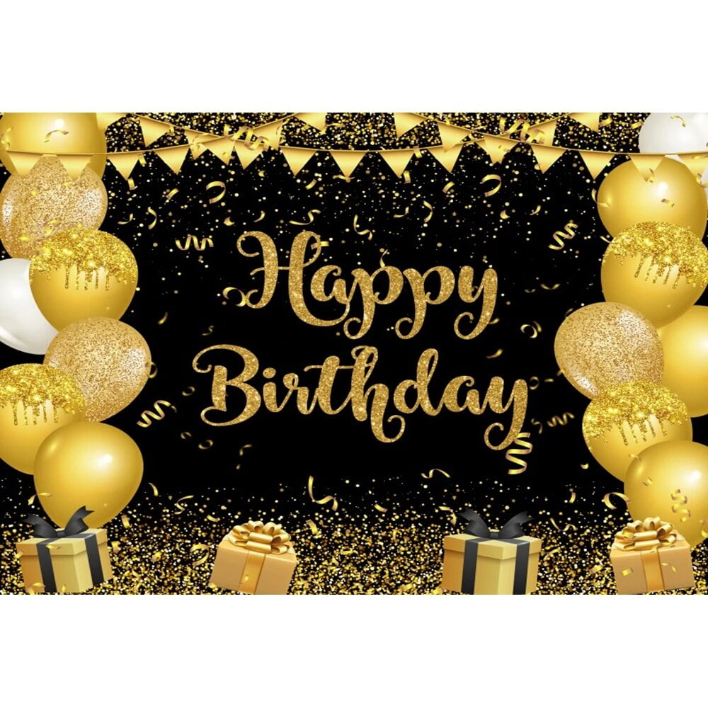 Adult Happy Birthday Photography Backdrop Gold Glitter Balloon 18 21 30 ...