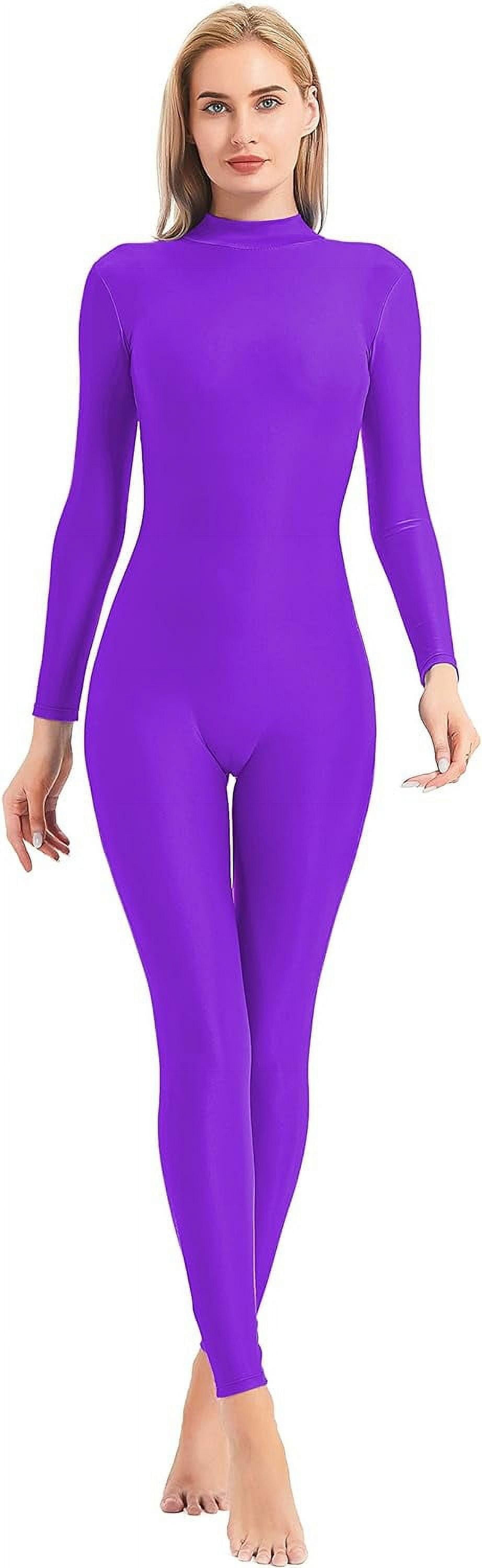 Adult High Neck Zip Unitard Full Body Leotard Bodycon Jumpsuit for ...