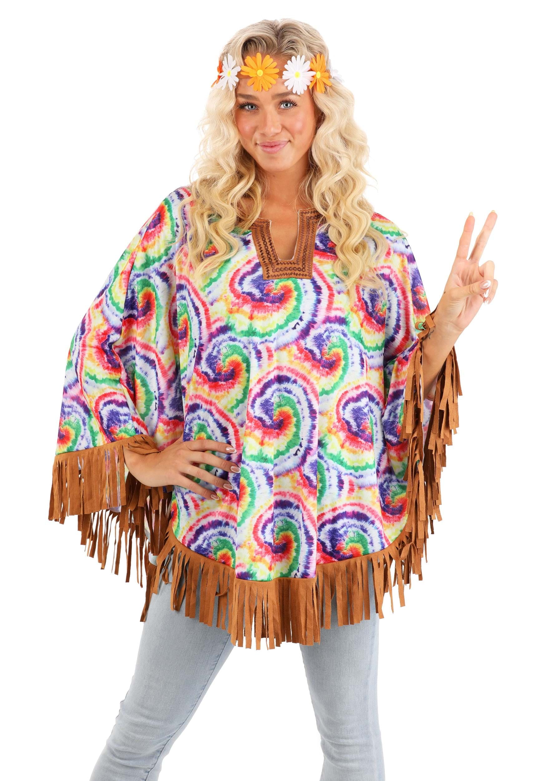 Adult Hippie Poncho Sustainable Materials Costume - Walmart.com