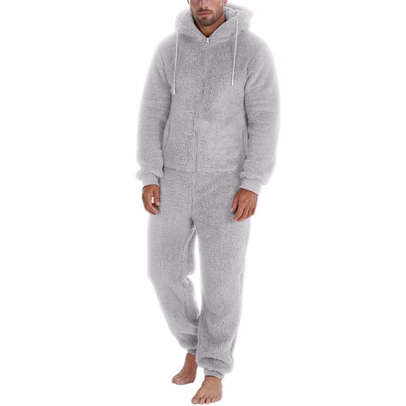 Adult Hooded Onesie Pajamas Non-Footed One Piece Sleepwear for Men ...