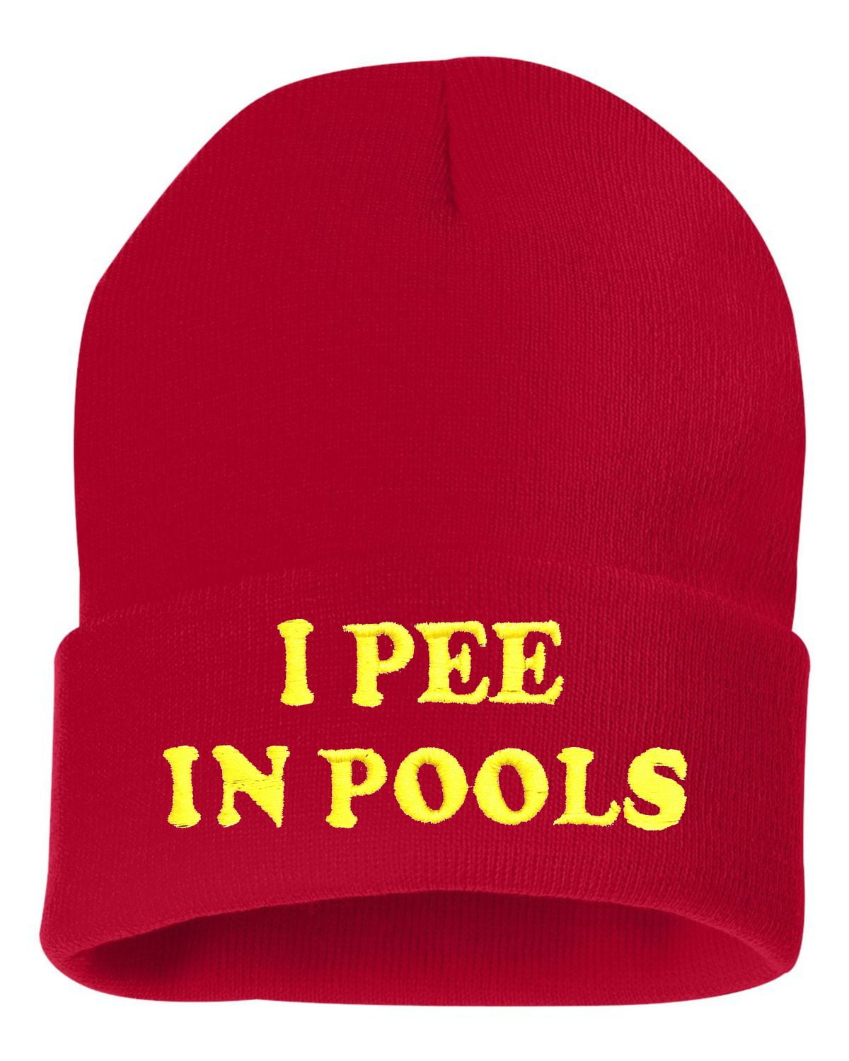 Adult I Pee In Pools Embroidered Cuffed Knit Beanie Cap - Walmart.com