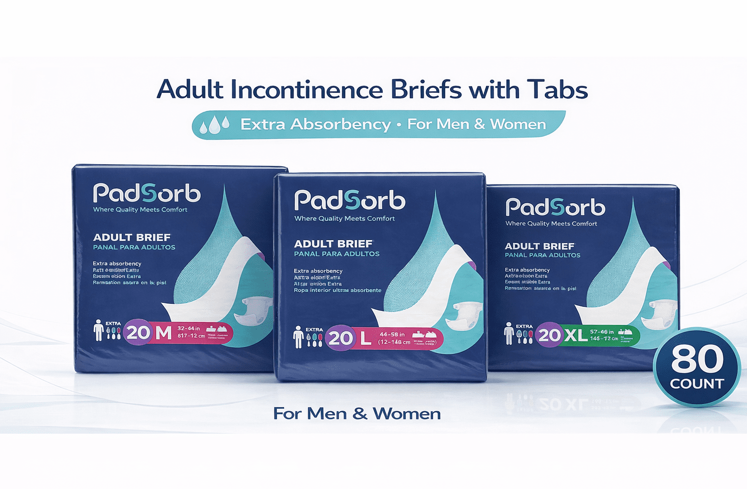 Adult Incontinence Briefs with Tabs, Extra Absorbency, Disposable ...