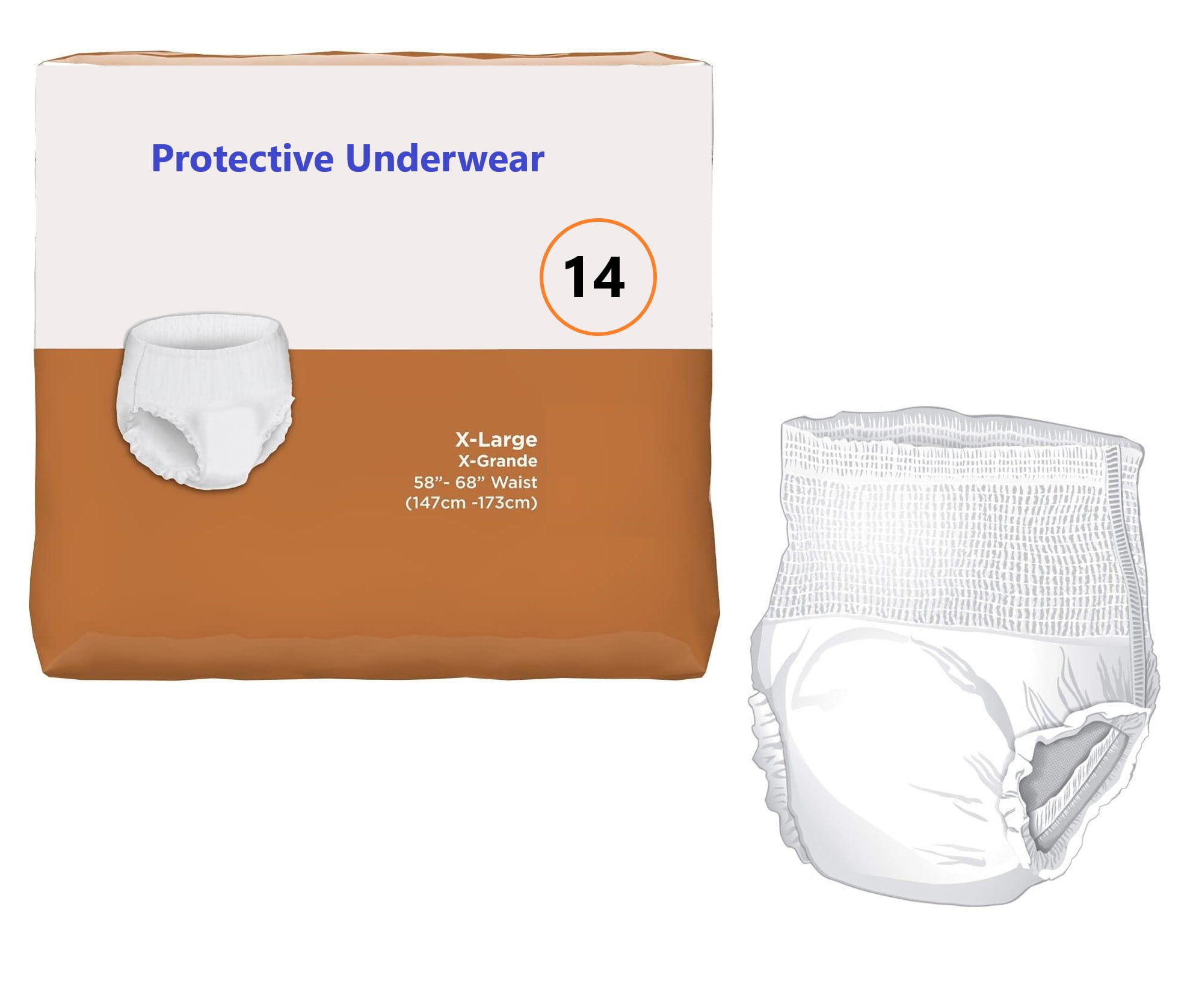 Adult Incontinence Protective Underwear Extra Large 58"- 68" Waist ...