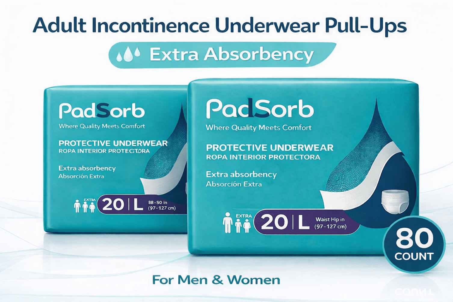 Adult Incontinence Underwear Pull-Ups, Extra Absorbency, Disposable ...