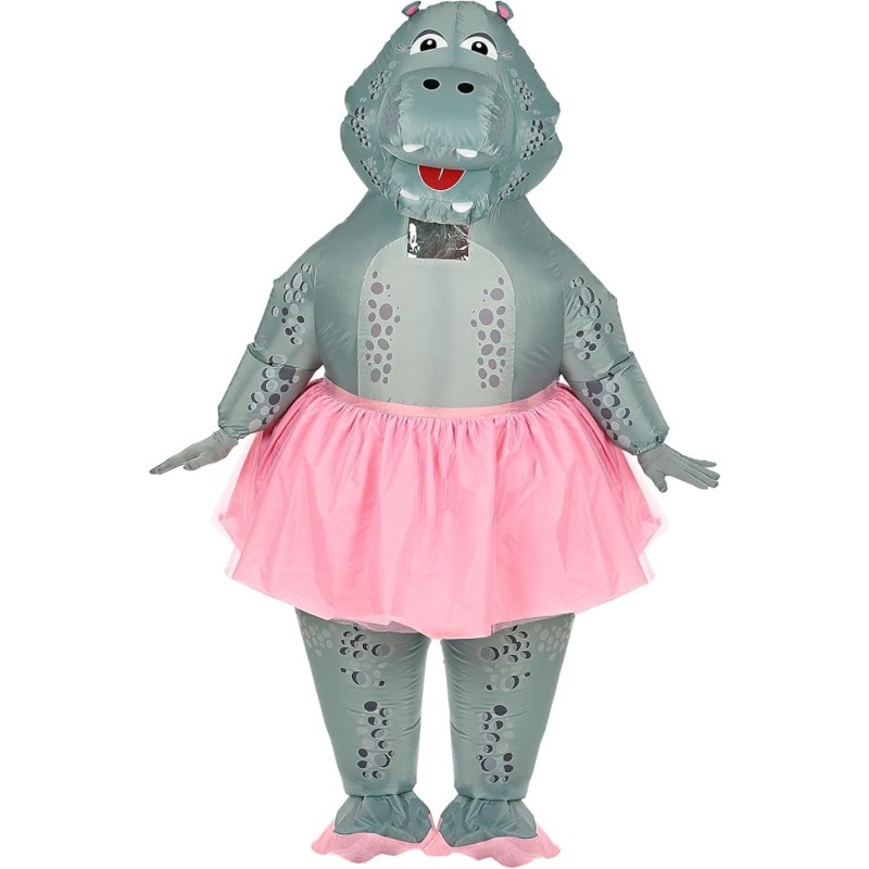 Adult Inflatable Ballerina Hippopotamus Costume - Cute Gray Hippo With ...