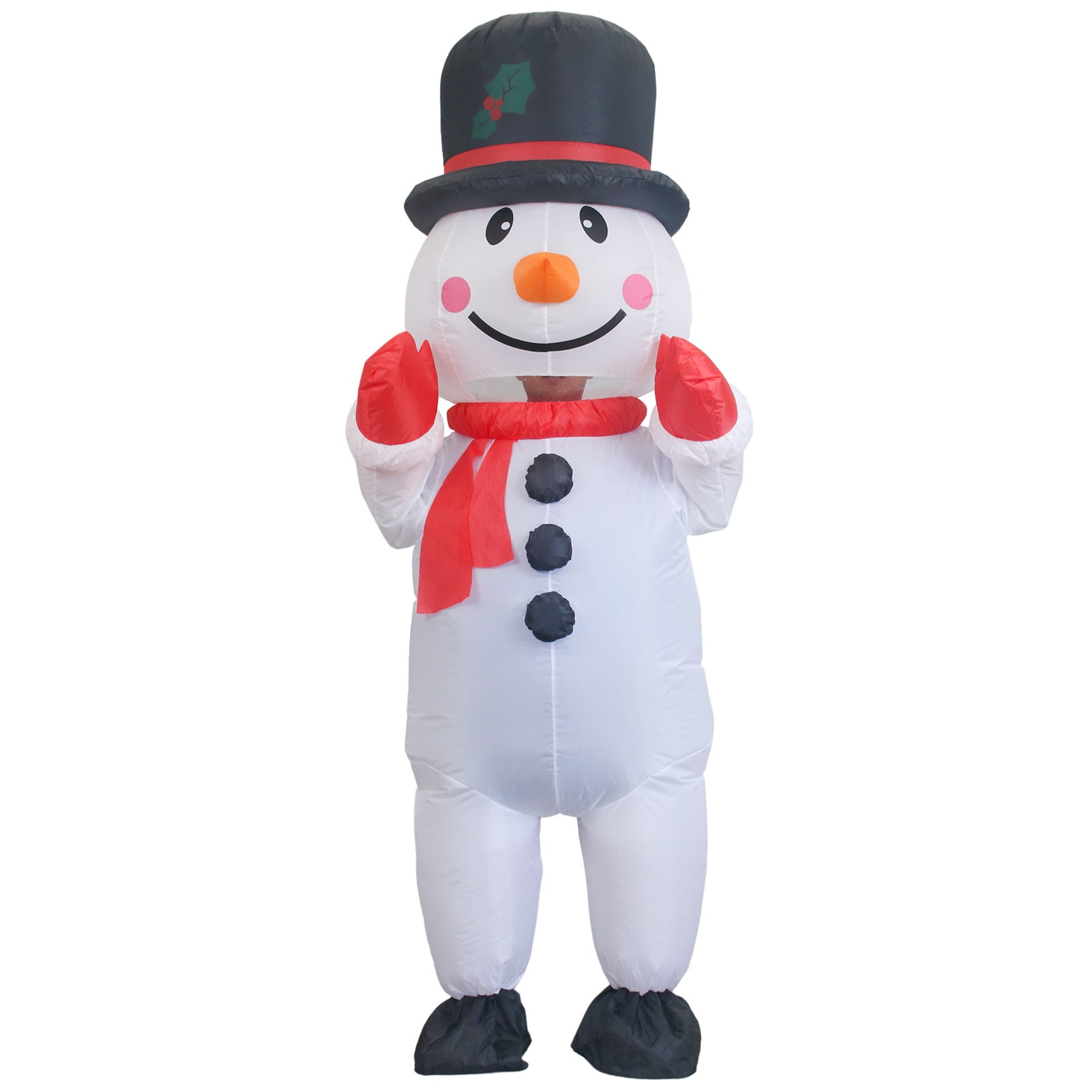 Adult Inflatable Snowman Costume Christmas Party Suit Black High Hat ...