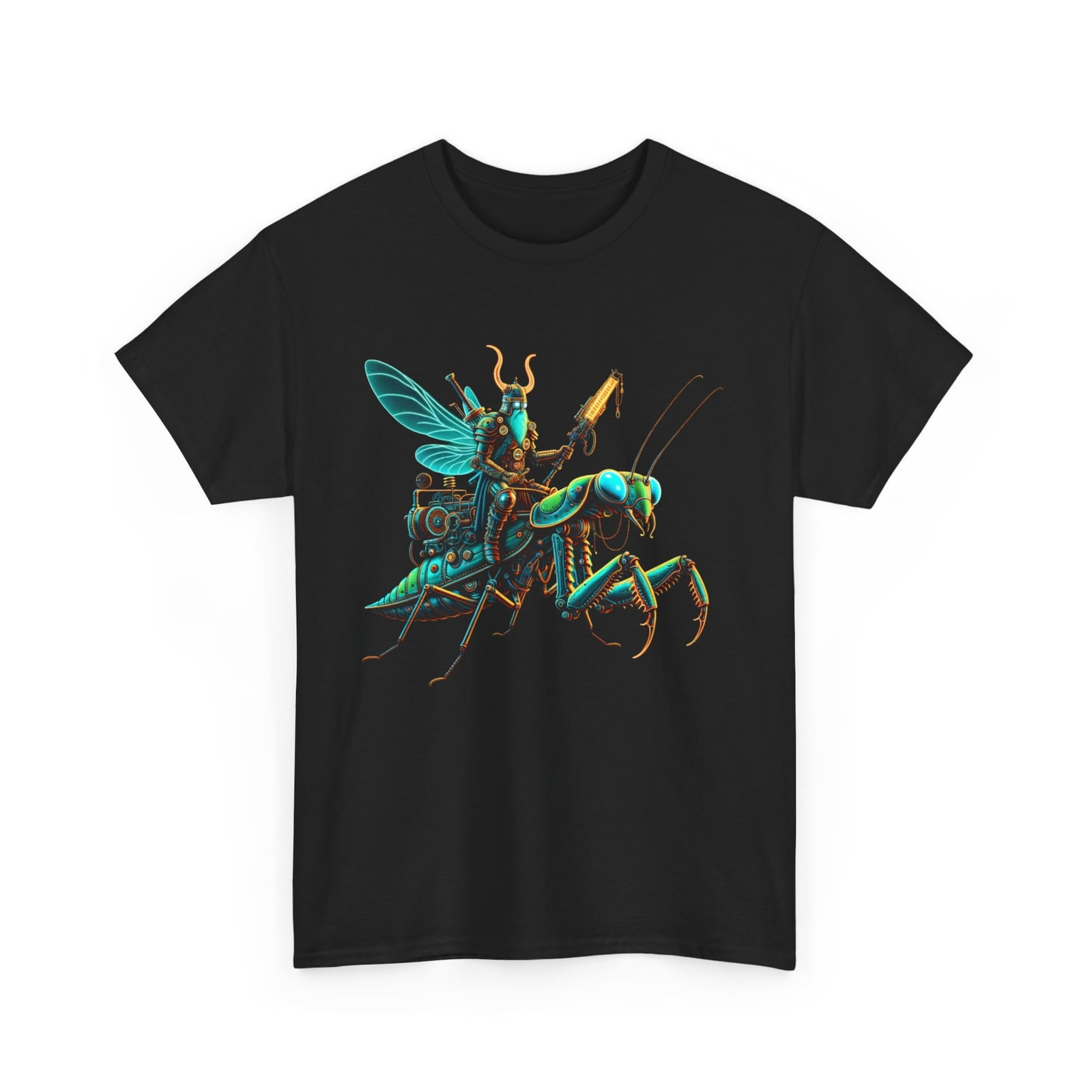 Adult Insect T Shirt Steampunk Neon Viking Riding an Armored Praying ...