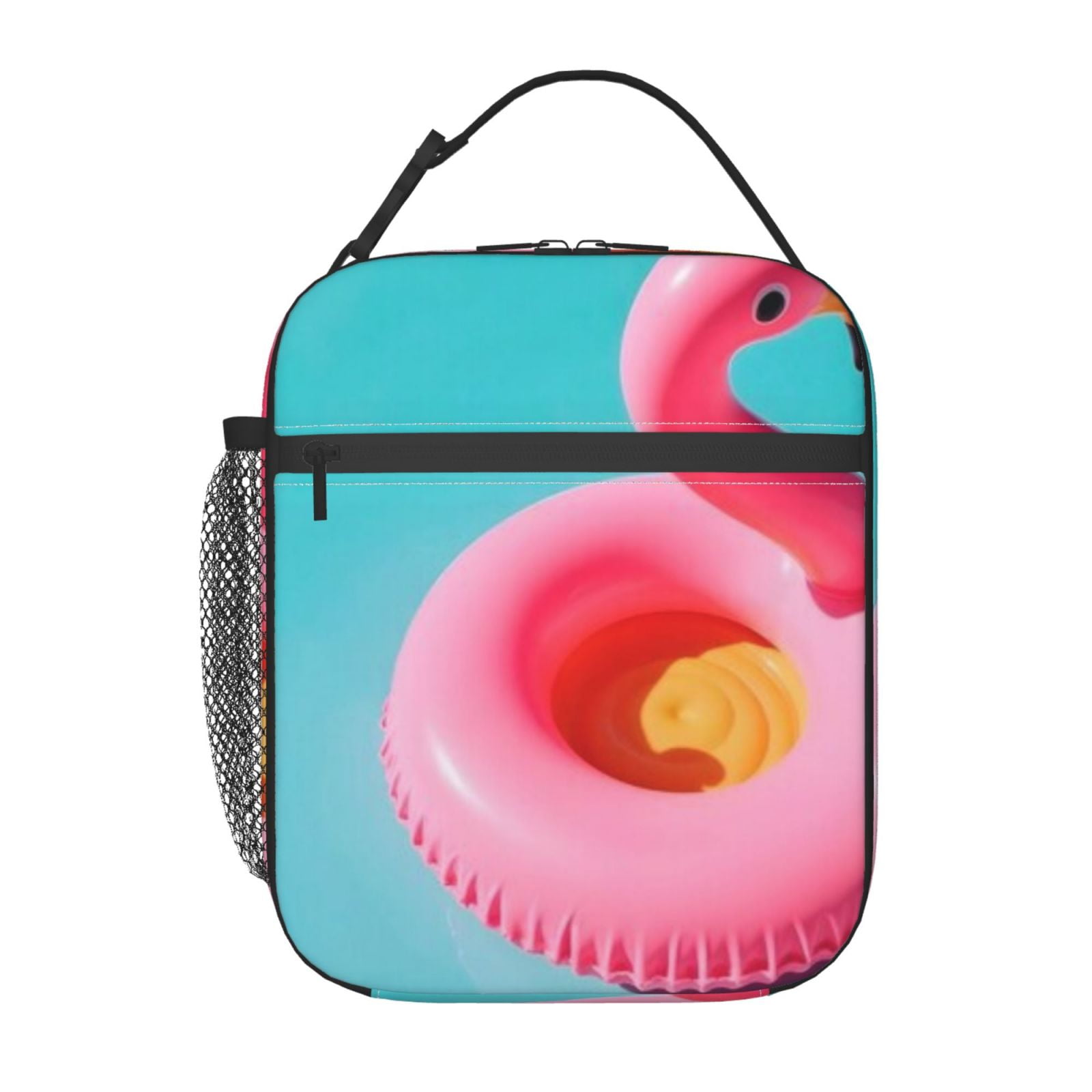 Adult Insulated Lunch BagPink Flamingo Pool Float On Blue Water3D Lunch ...