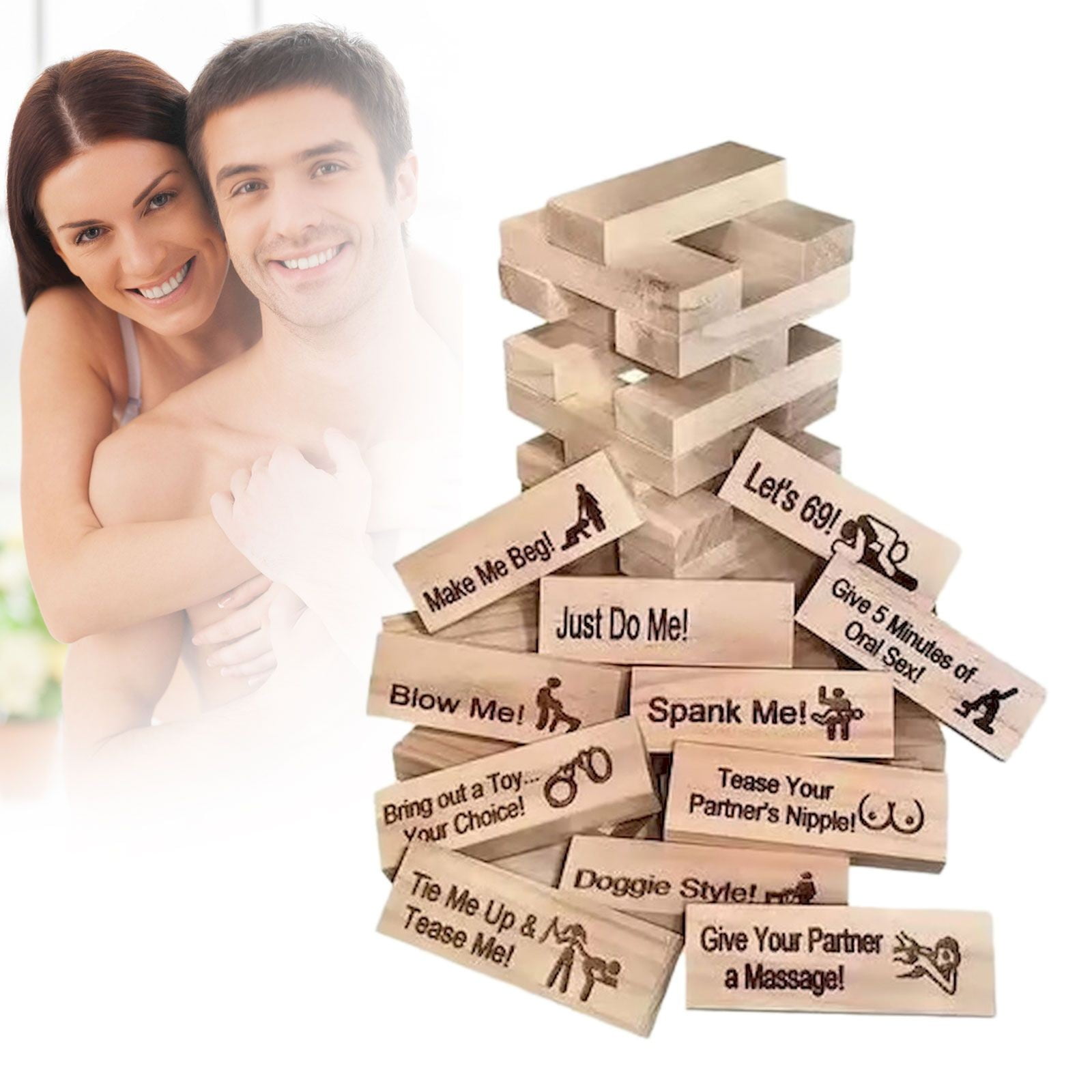 Adult Jenga Game Naughty 48Pcs Super Naughty Block Tower Game, Valentine Tumbling Tower Stacking ...
