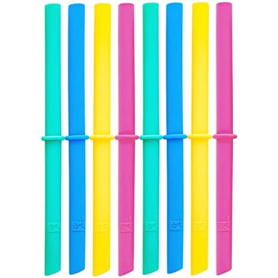 Adult & Kid's Reusable Silicone Straws with Stopper for 12oz &14oz ...