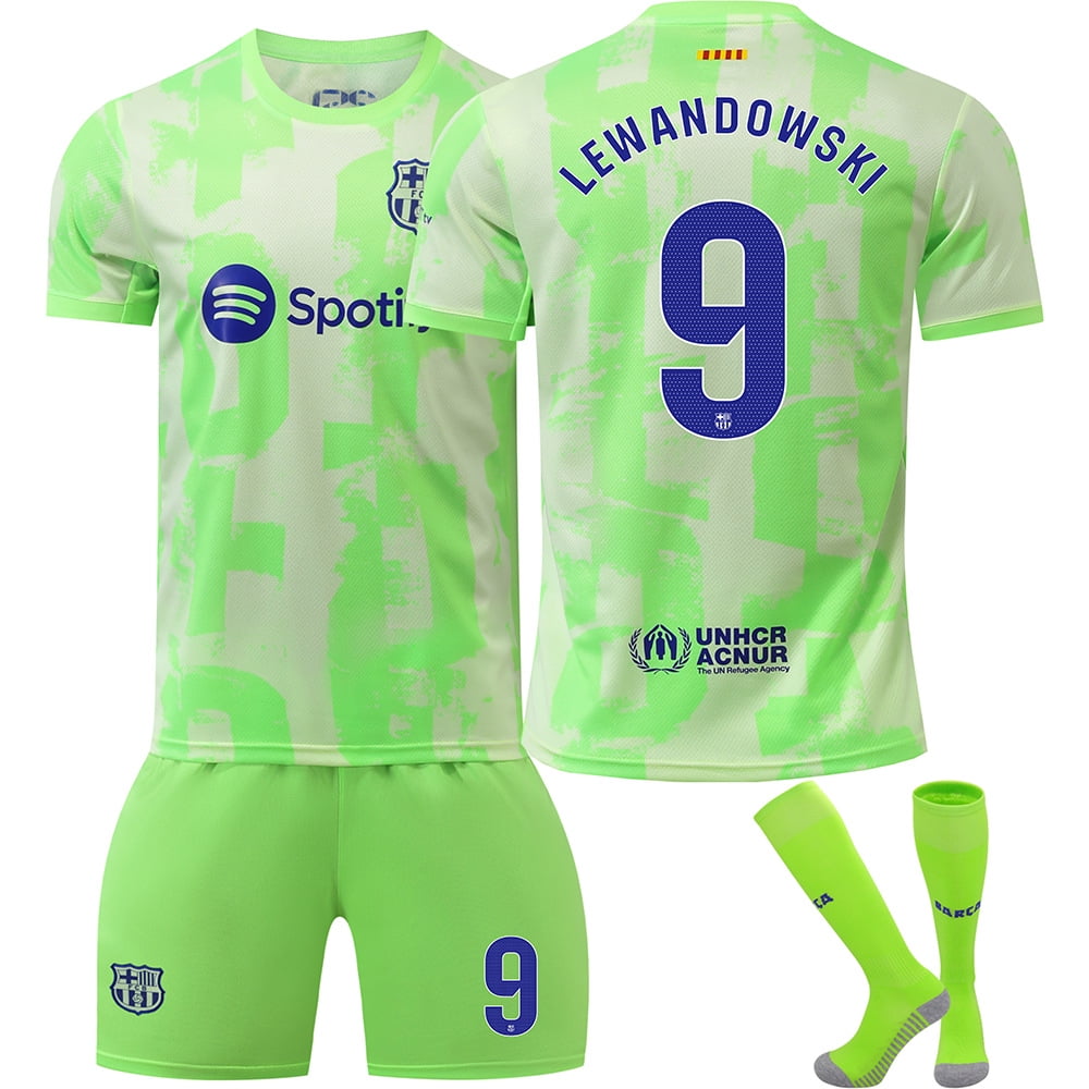 Adult/Kids 2425 NEW Barcelona 2nd Away LEWANDOWSKI No.9 Football Jersey ...