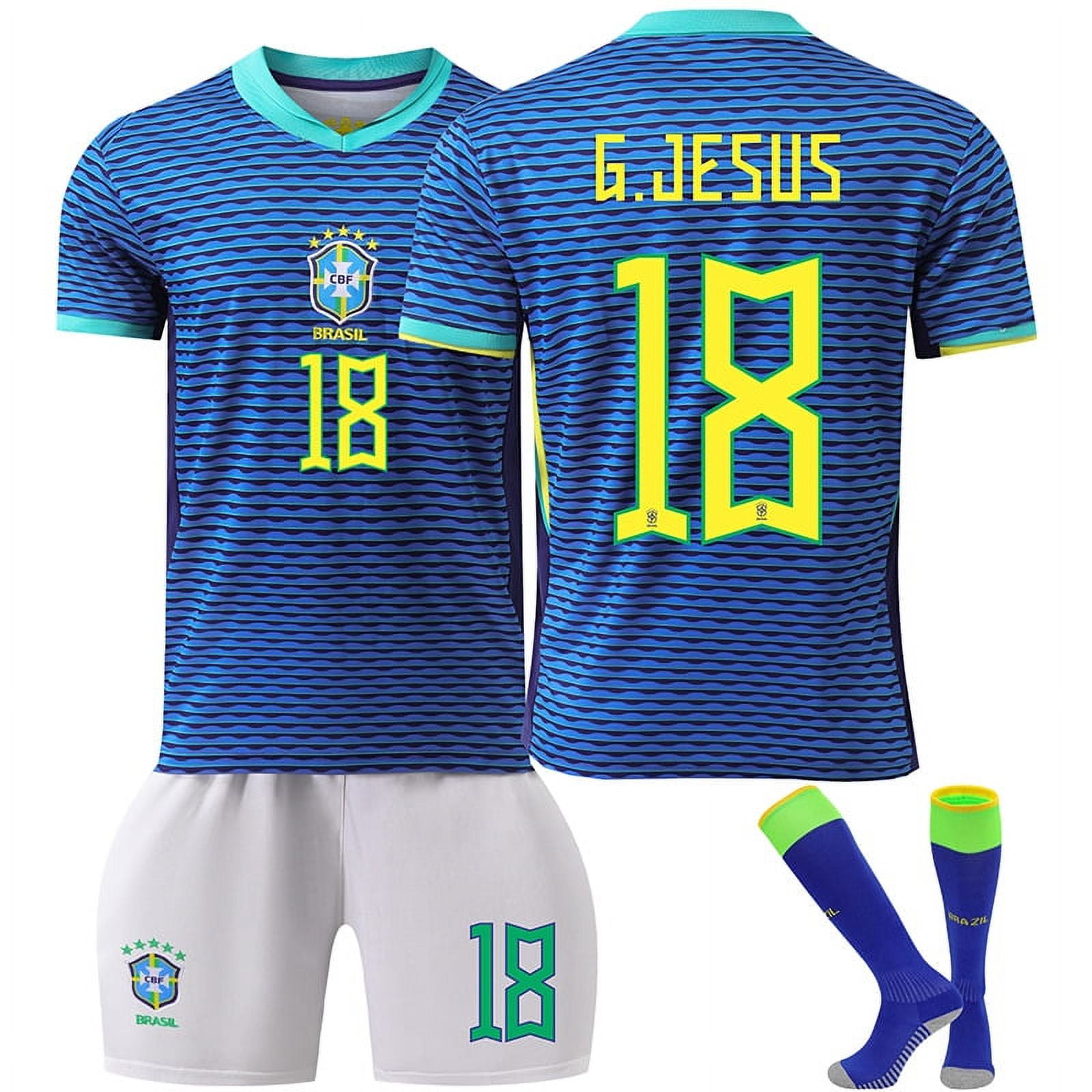 Adult/Kids 2425 NEW Brazil Away G.JESUS No. 18 Football Jersey ...