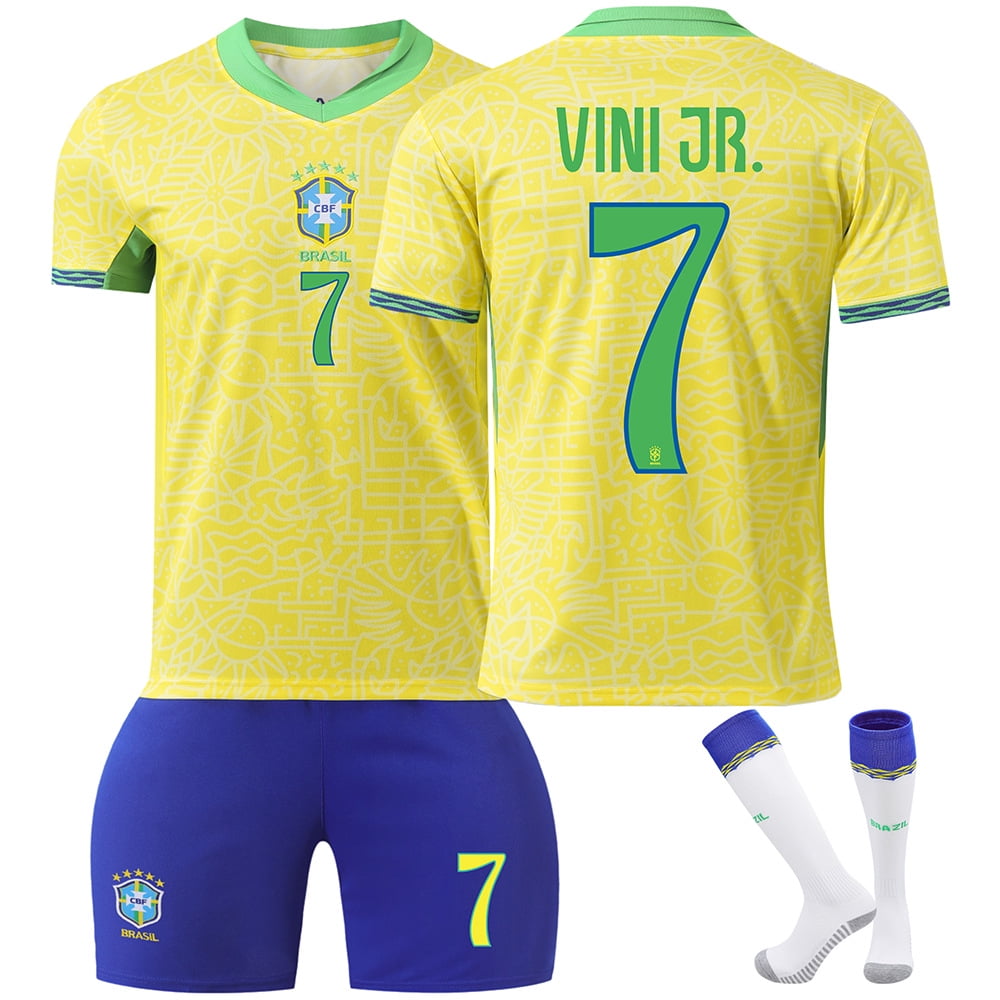 Adult/Kids 2425 NEW Brazil Home BINI JR. No.7 Football Jersey - Walmart.com
