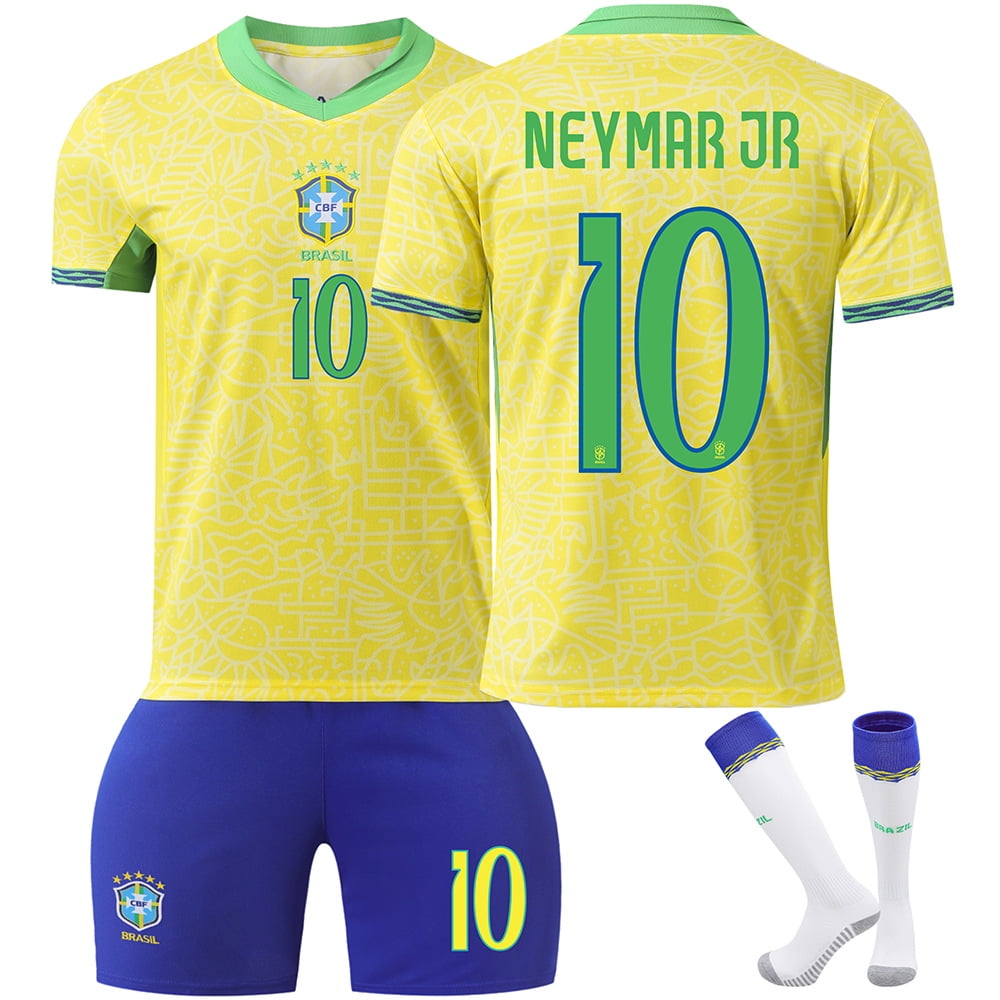 Adult/Kids 2425 NEW Brazil Home NEYMAR JR No.10 Football Jersey ...