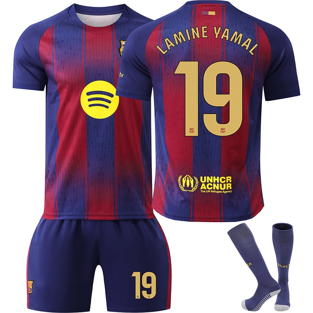 Adult/Kids 2526 NEW Barcelona Home No.19 LAMINE YAMAL Football Jersey ...