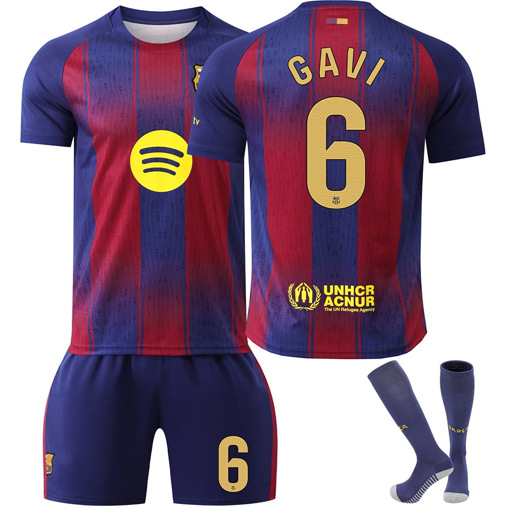Adult/Kids 2526 NEW Barcelona Home No.6 GAVI Football Jersey - Walmart.com