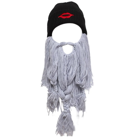 Adult Kids Knit Beard Hat Elastic Full Face Cover Hat with Fake Beard ...