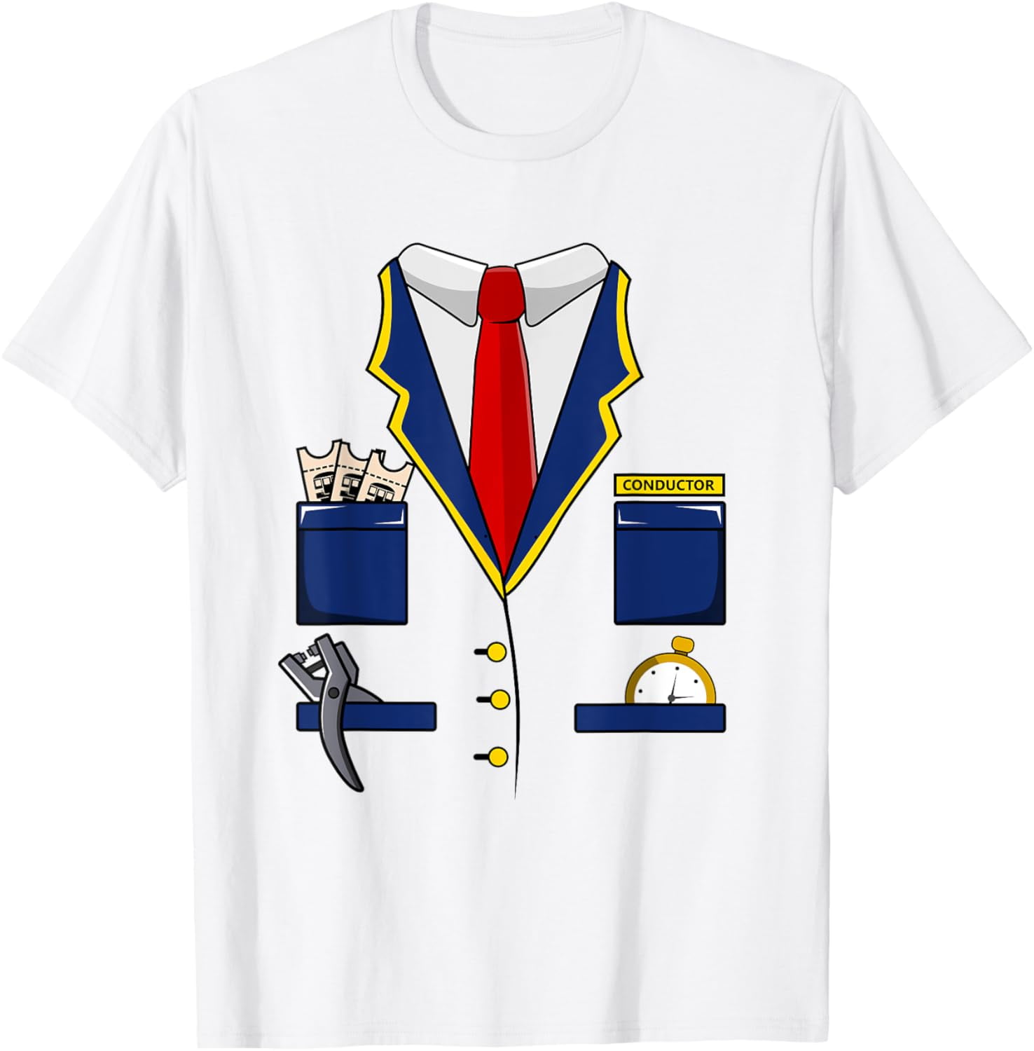 Adult Kids Railroad Halloween Train Conductor Costume T-Shirt men and ...