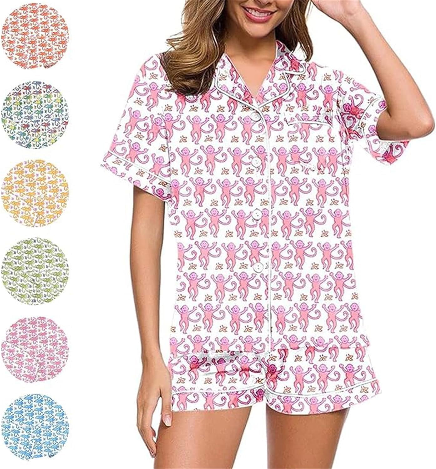 Adult/Kids Roller Rabbit Pajamas Set Ultra Soft Silk Satin Monkey ...