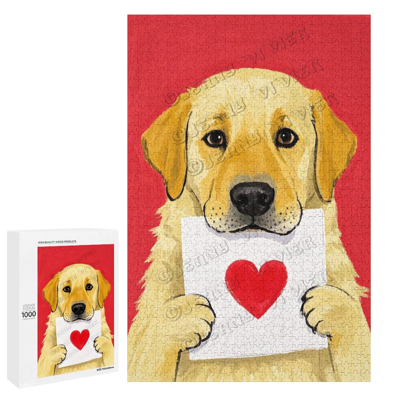 Adult Labrador Retriever With Heart Love Wooden Puzzle, 1000 Pieces ...