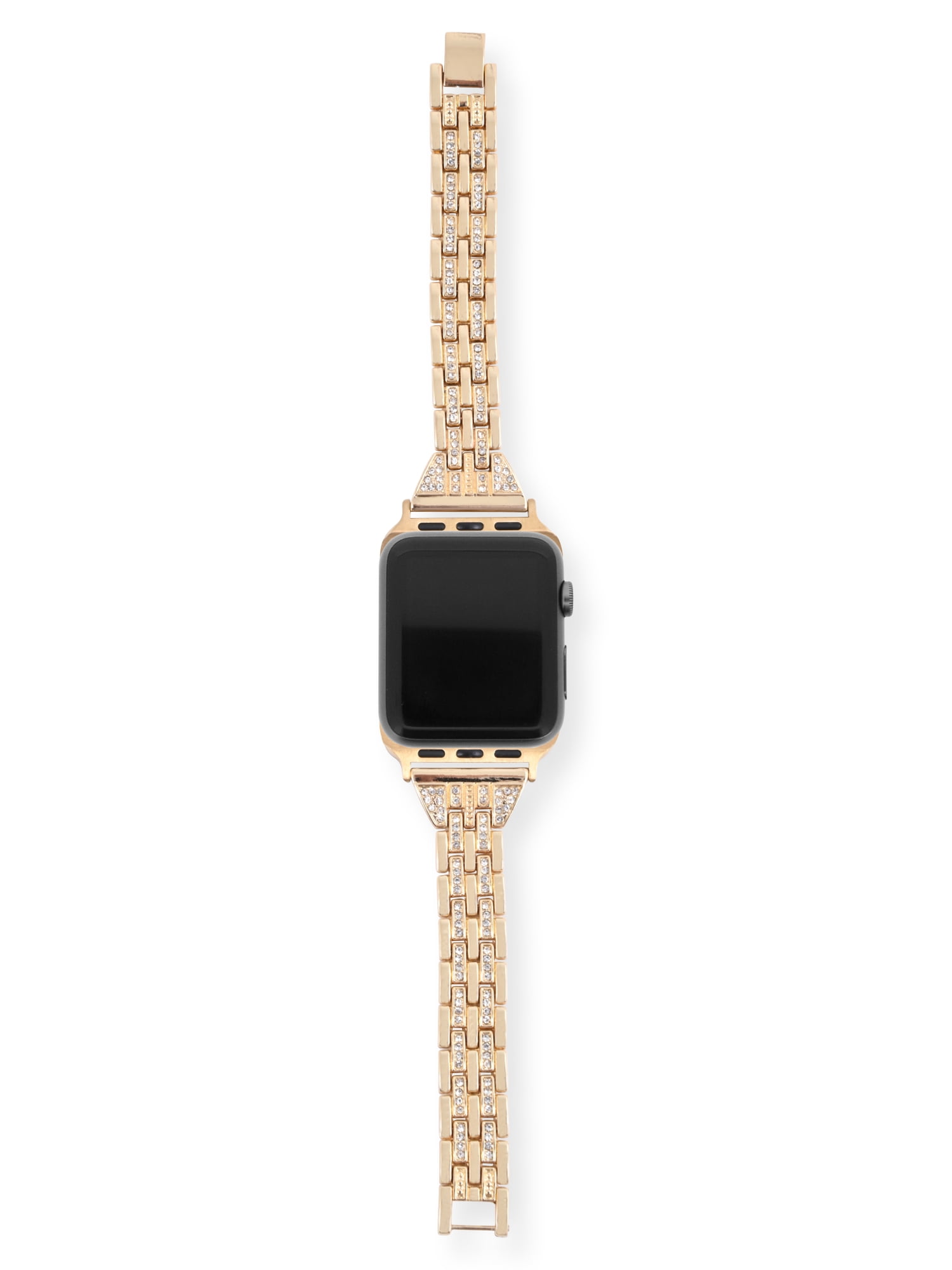 Adult Ladies Yellow Gold Metal Adjustable Replacement Strap with Clear ...
