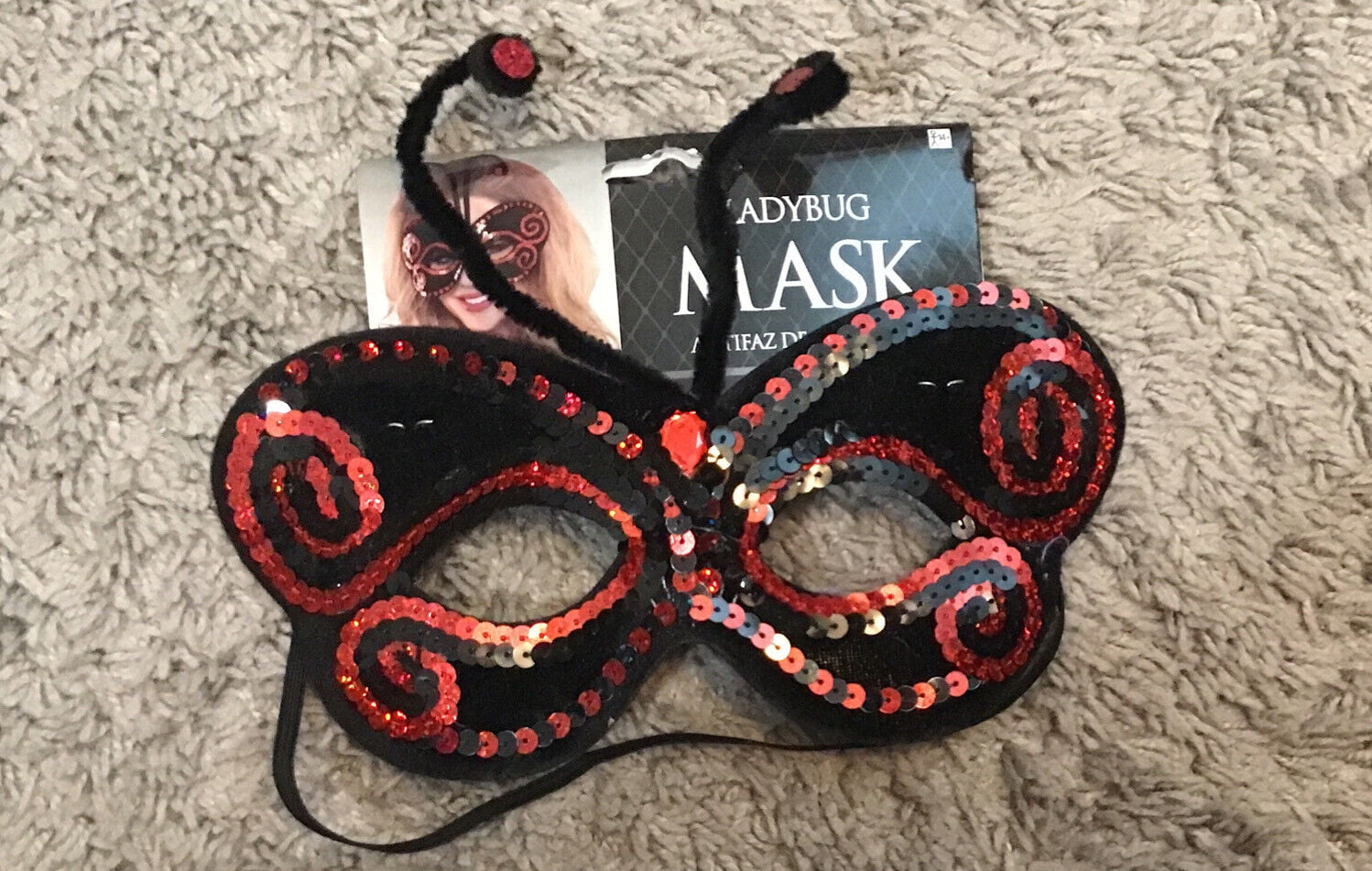Adult Lady Bug Mask Red Black One Size - Walmart.com