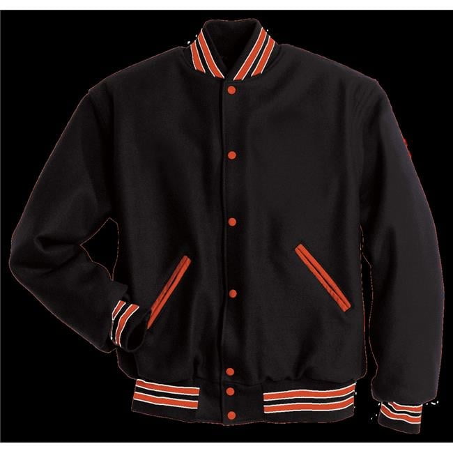 Adult Letterman Jacket - Black, Burnt Orange & White - Extra Large ...