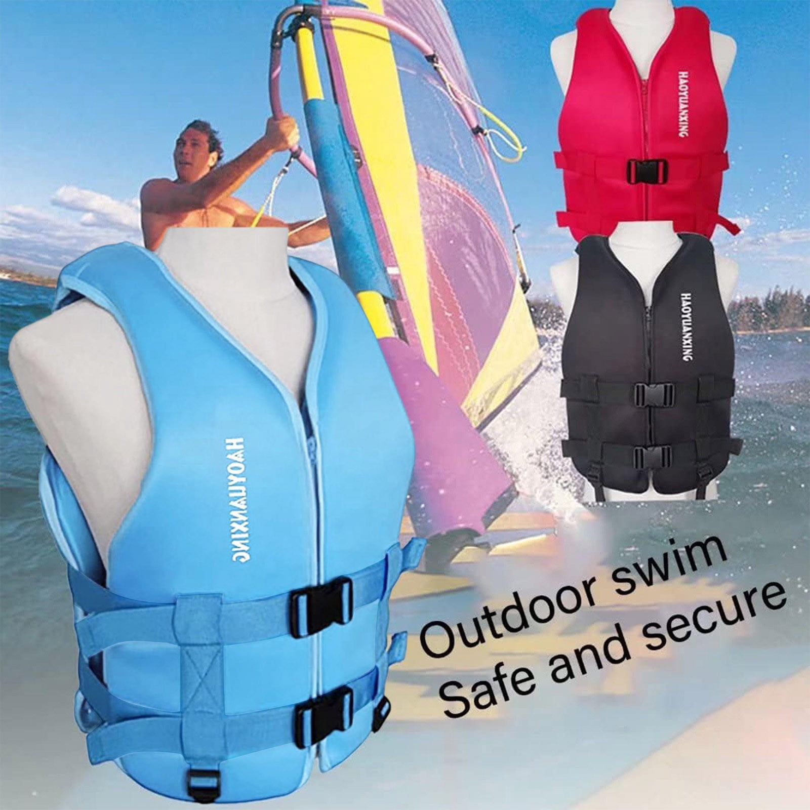 Adult Life Vest PFD for Kayaking Boating, High Buoyancy Adjustable Swim ...