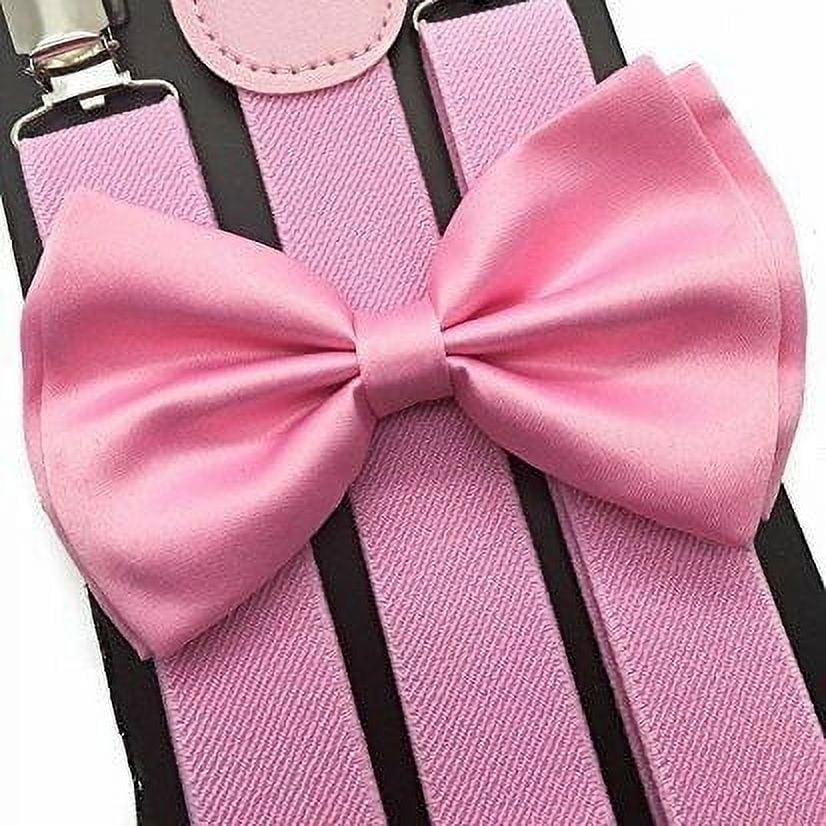 Adult Light Blush Pink Suspenders and Bowtie Set Wedding Prom Groomsmen ...