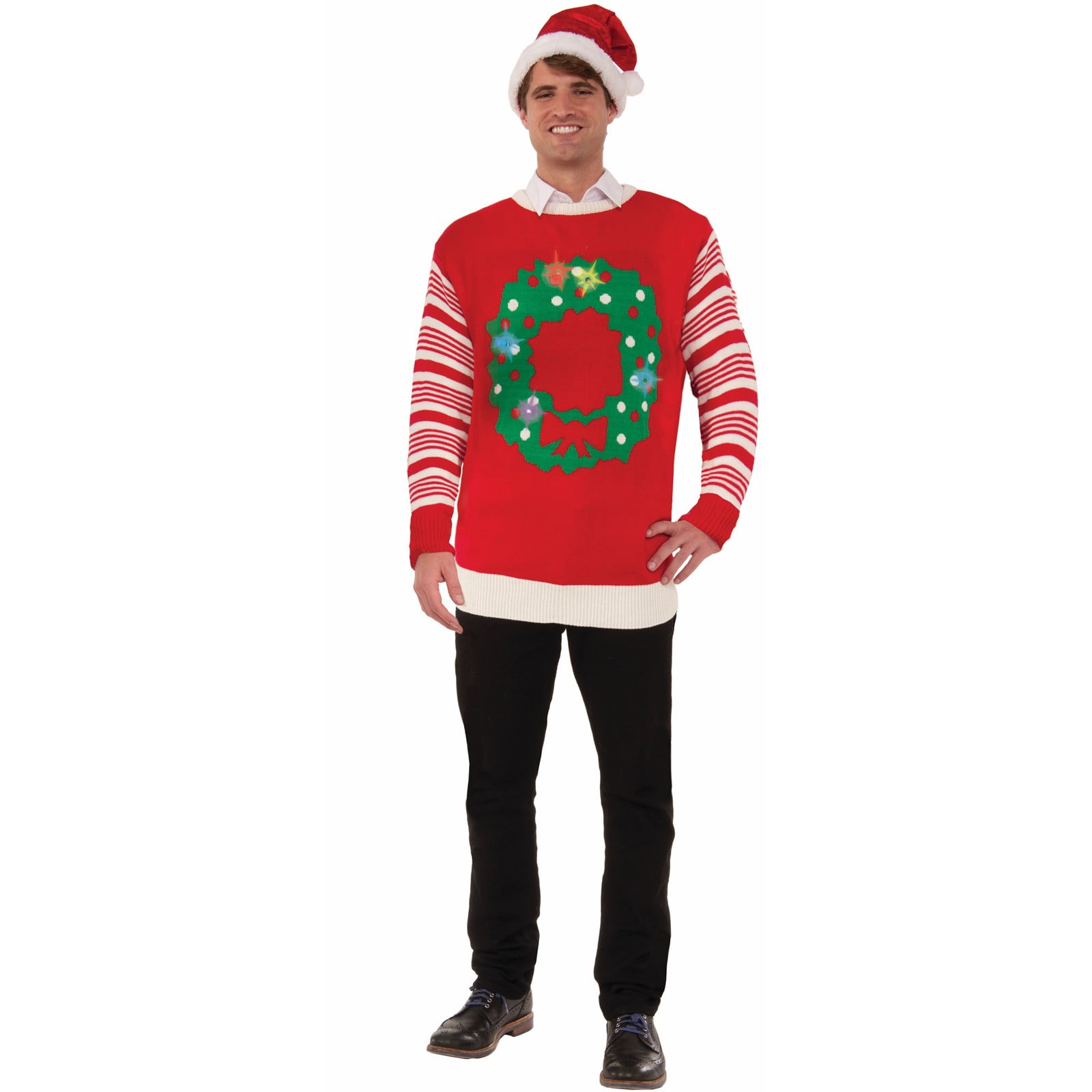 Adult Light Up Wreath Sweater - Walmart.com