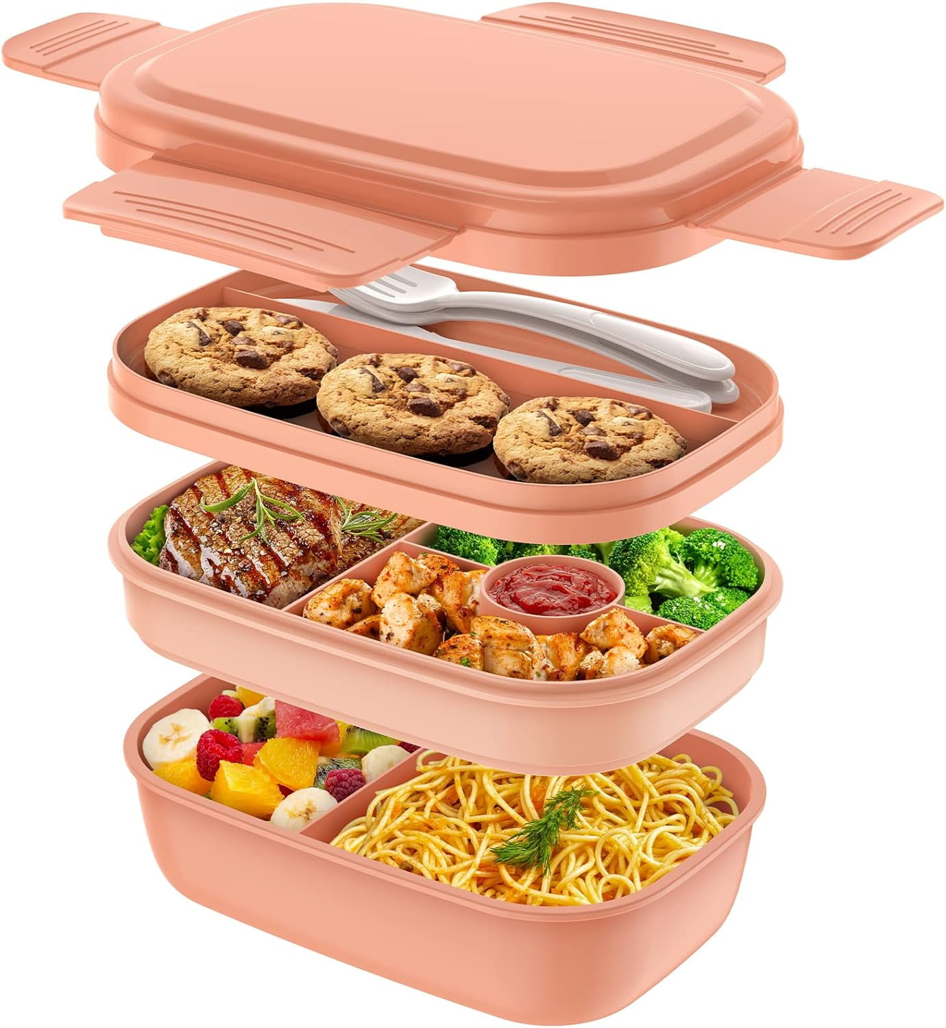 Adult Lunch Box,3 Stackable Bento Lunch Containers for Adults, Modern ...