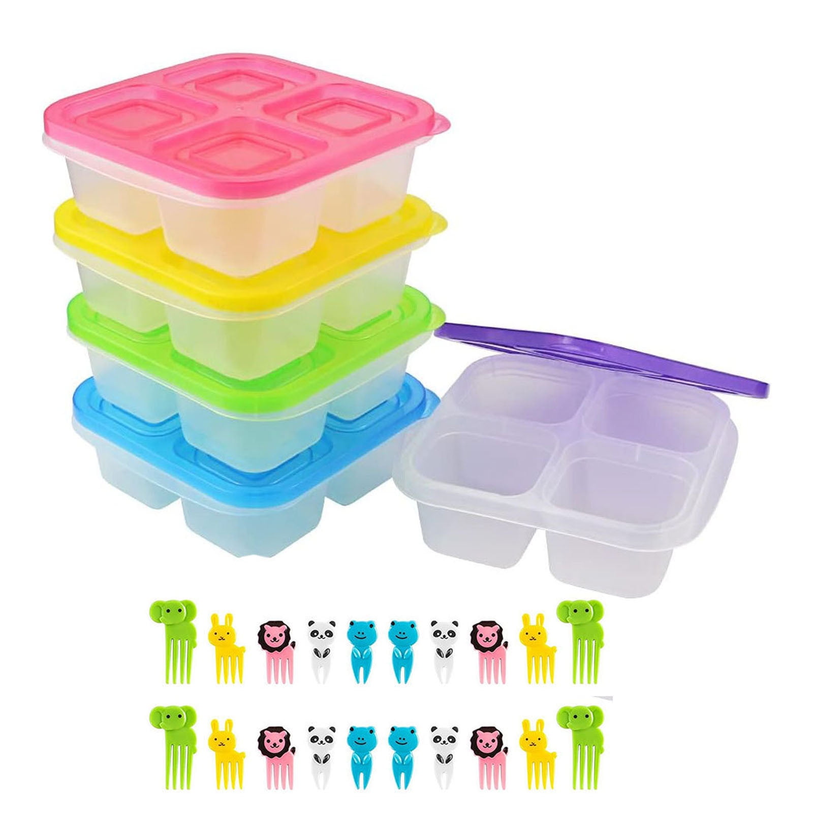 Adult Lunch Box - 5Pack, 4 - Compartment Meal Prep Container for Kids ...