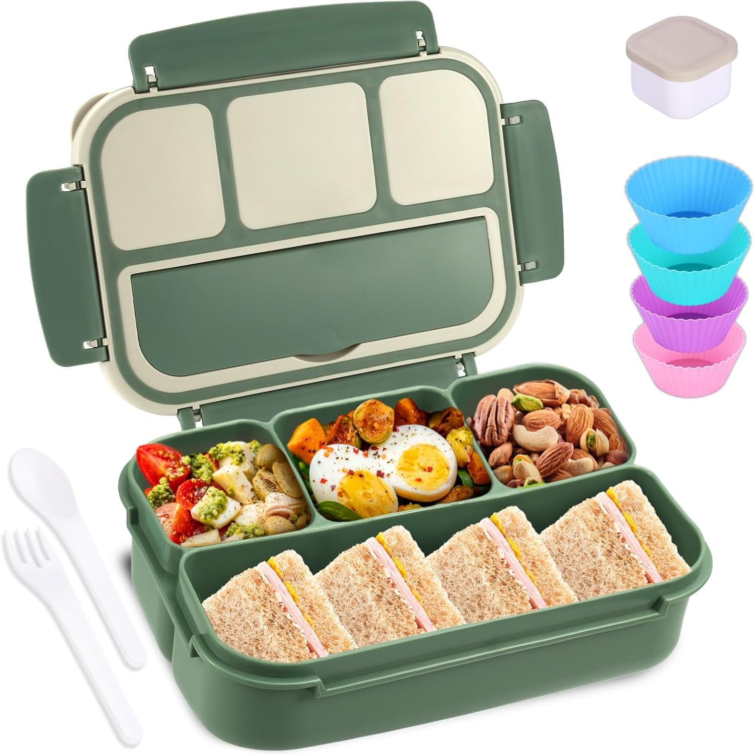 Adult Lunch Box, Adult Unisex Container with 4 Compartments, Lunch Food ...