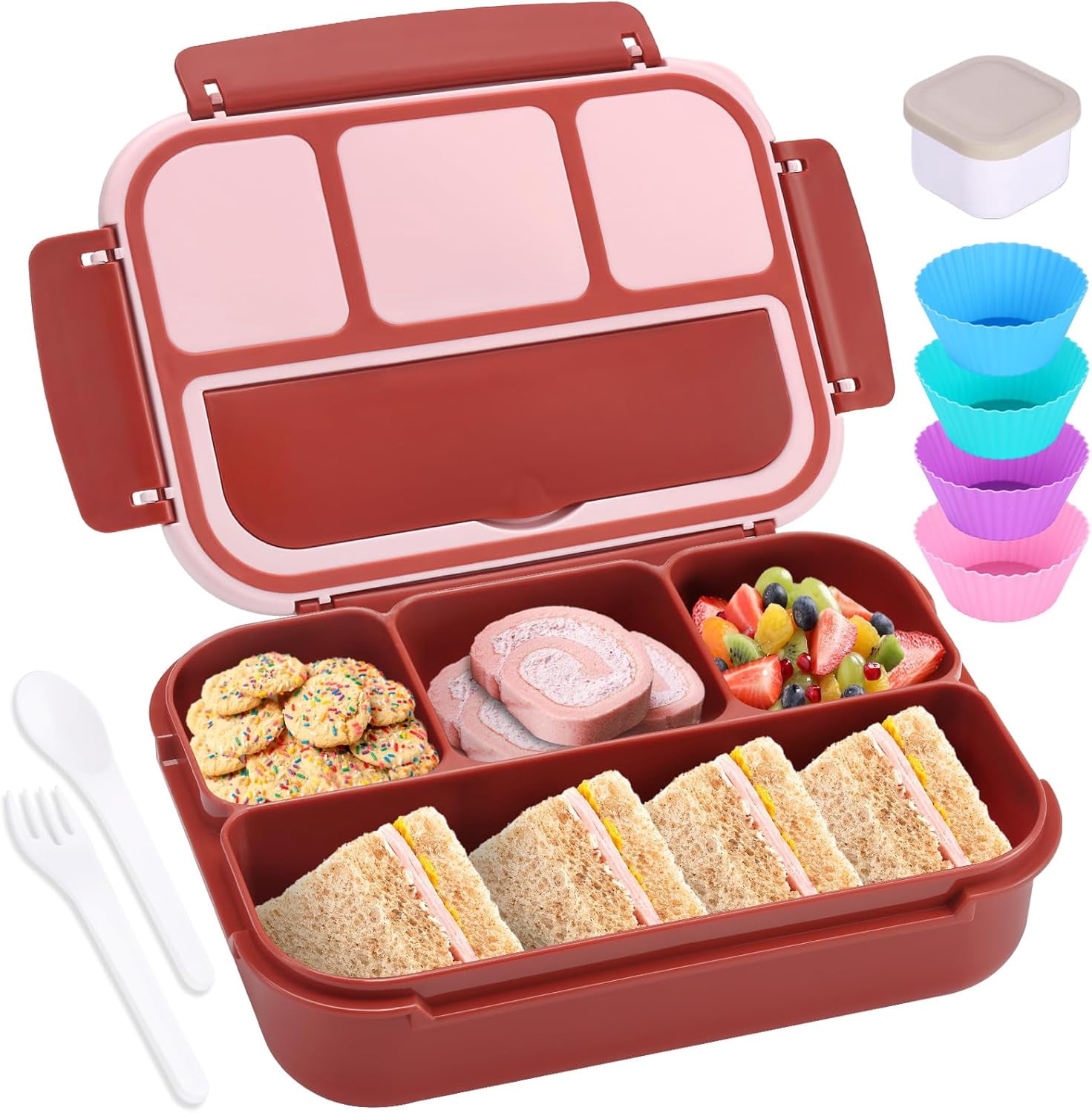 Adult Lunch Box Bento Box, 4 Compartments, 40 Oz/5 Cup, Microwave ...