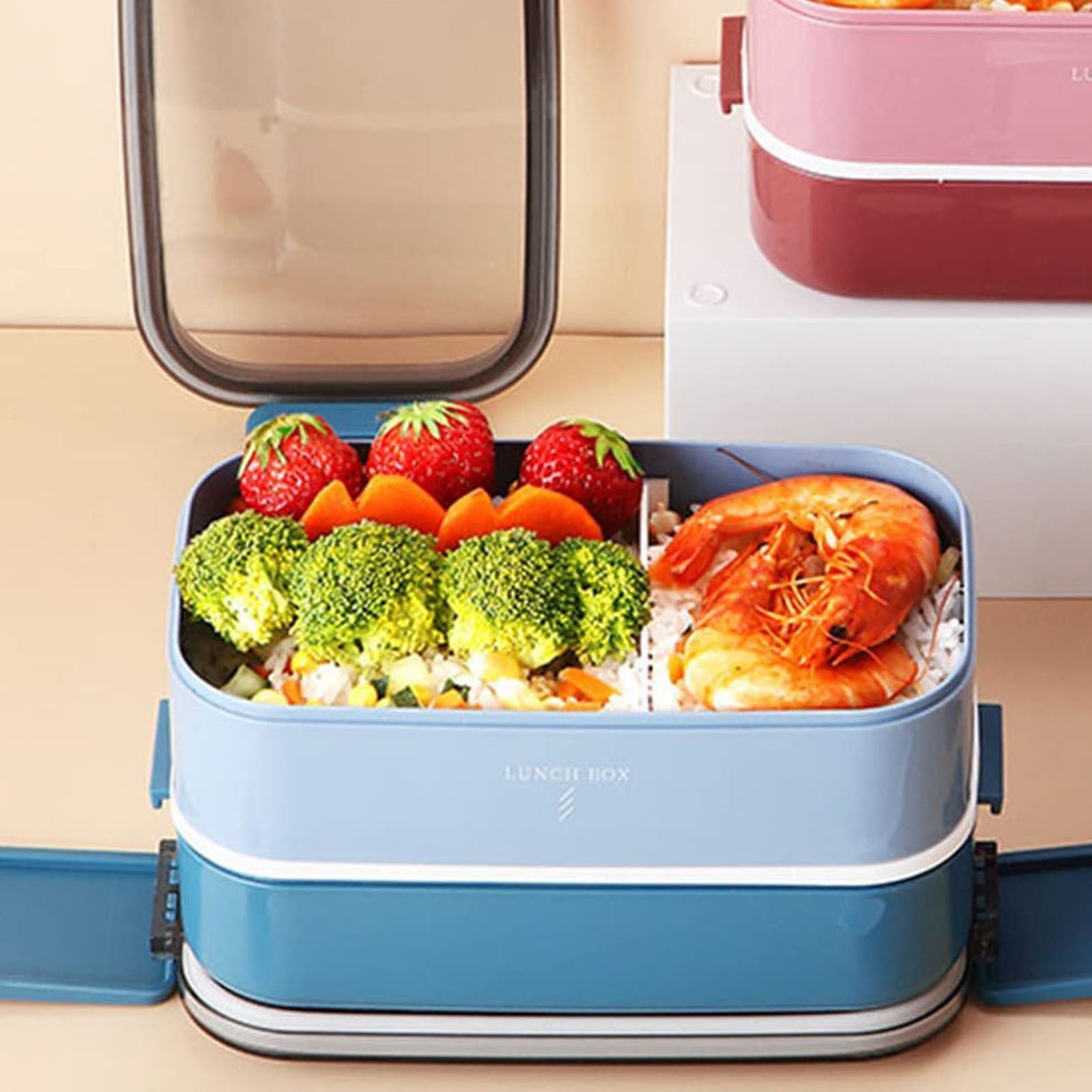 Adult Lunch Box, Border Adult Bento Box Sealed Fruit Box Salad Box Work ...
