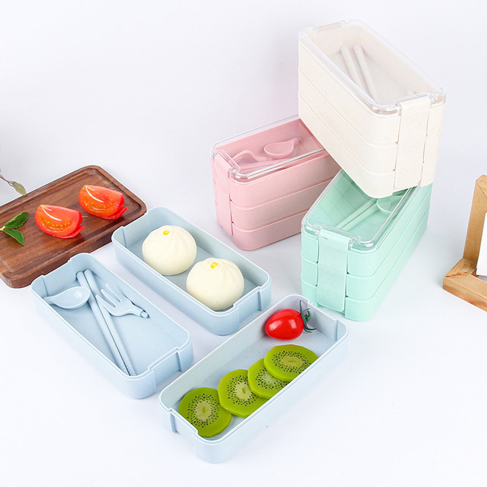 Adult Lunch Box Stackable Bento Lunch Containers for Adults | Modern 3-Compartment Meal Prep Box ...