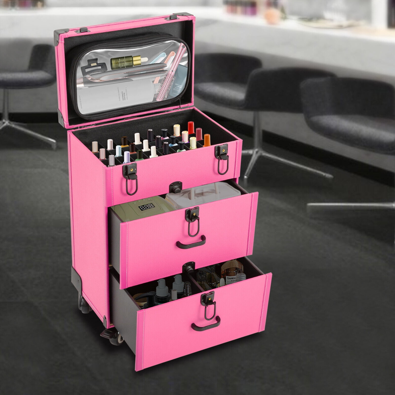 Adult Makeup Train Case Rolling Cosmetic Trolley Makeup Storage ...
