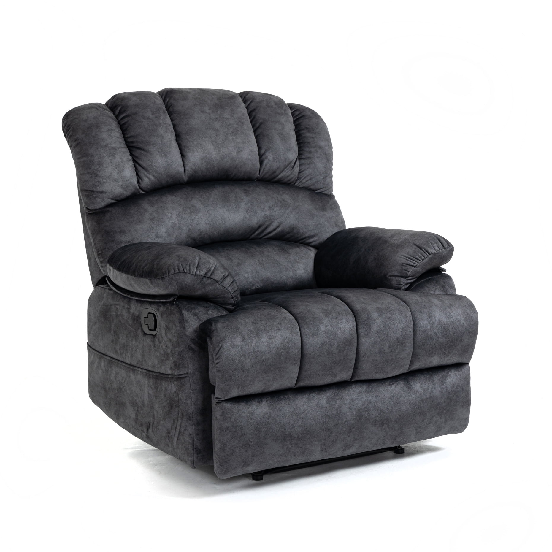 Adult Manual Recliner Chair with Velvet Fabric & Overstuffed Cushions ...