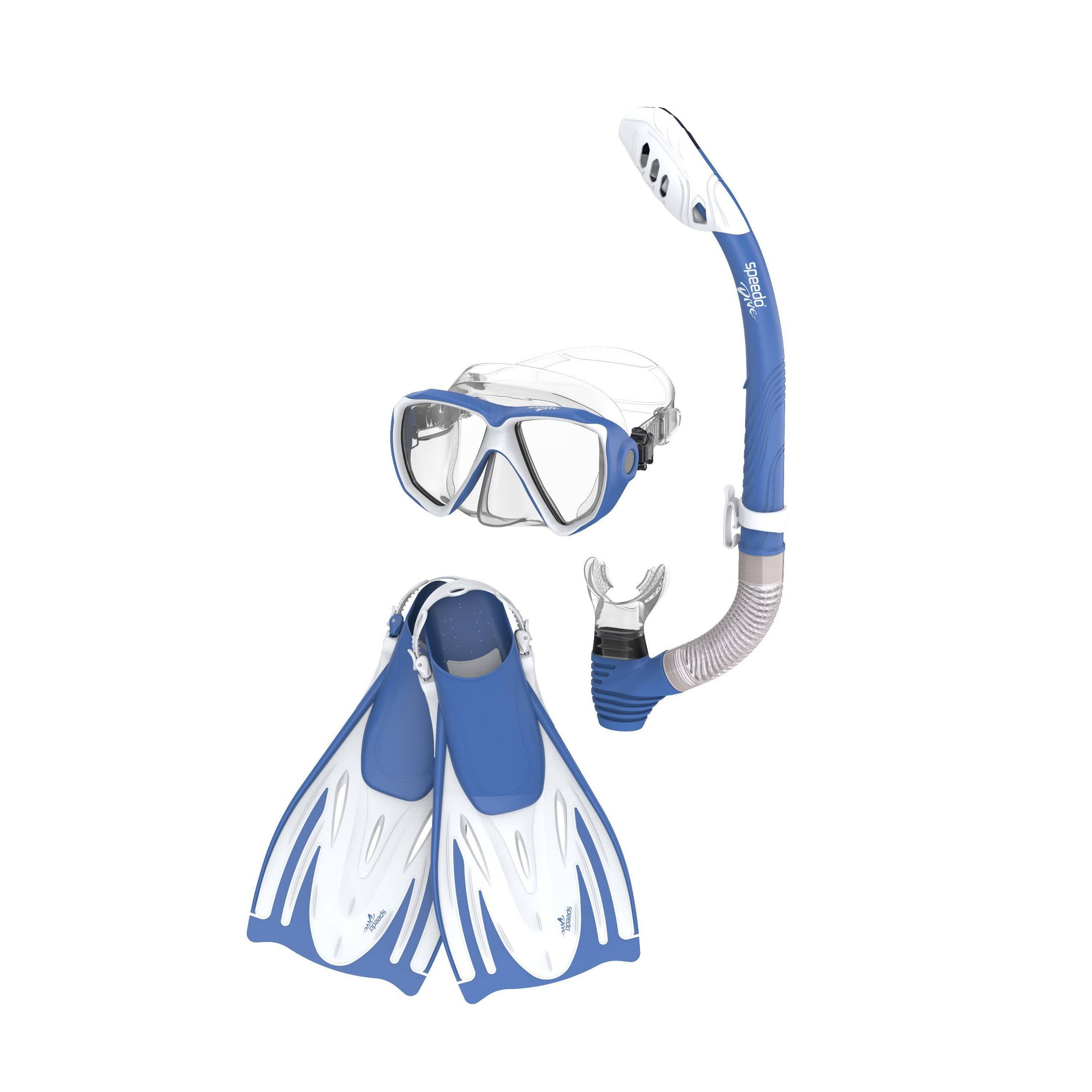 Adult Mask Snorkel and Fin Set - Blue/White L/XL - Walmart.com