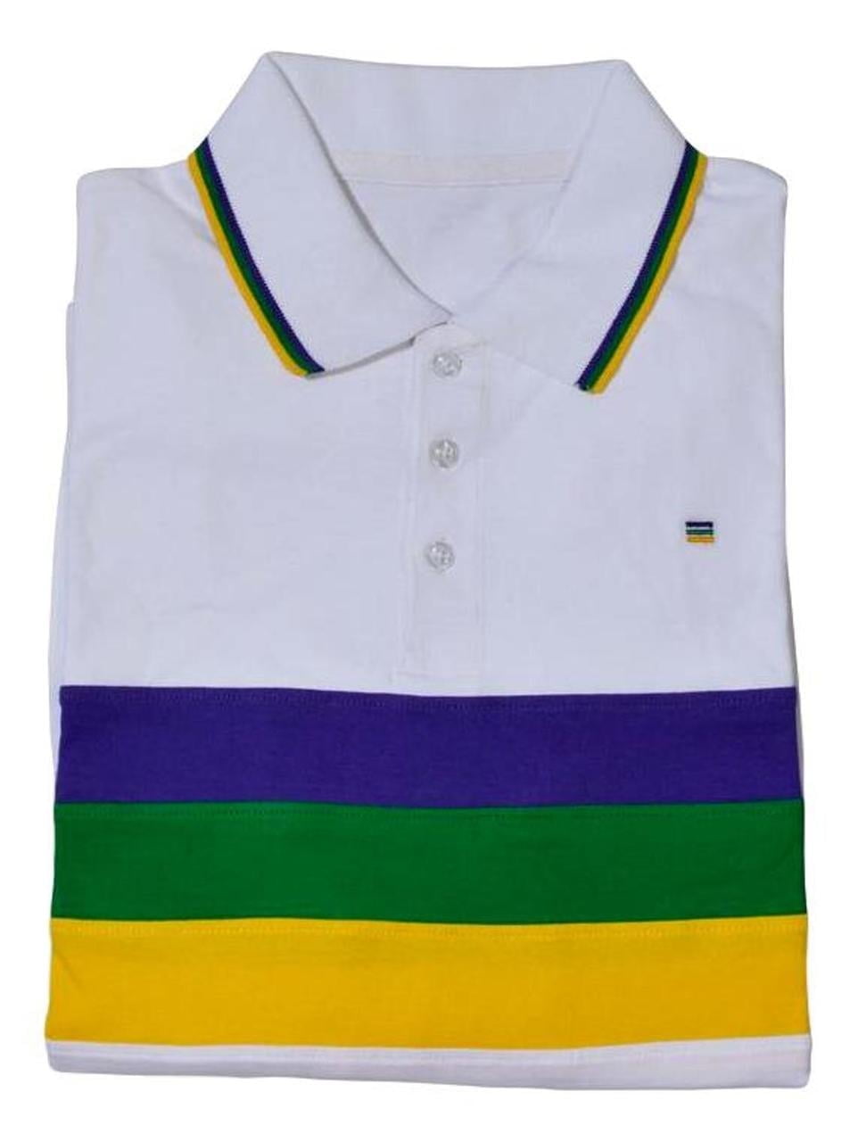 Adult Medium Mardi Gras Rugby White Purple Green Yellow Knit Short ...